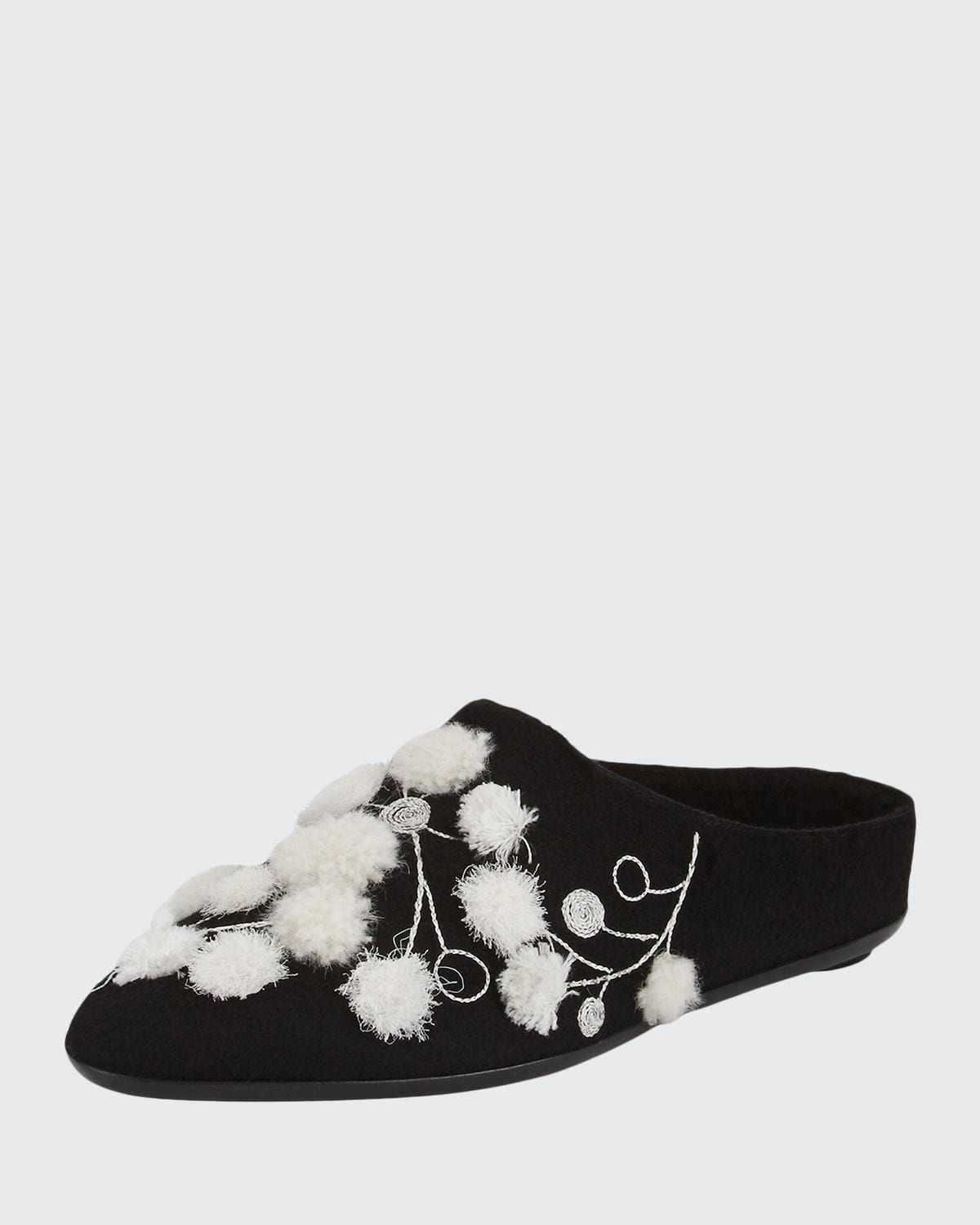 THE ROW Bea Embroidered Cashmere Mule