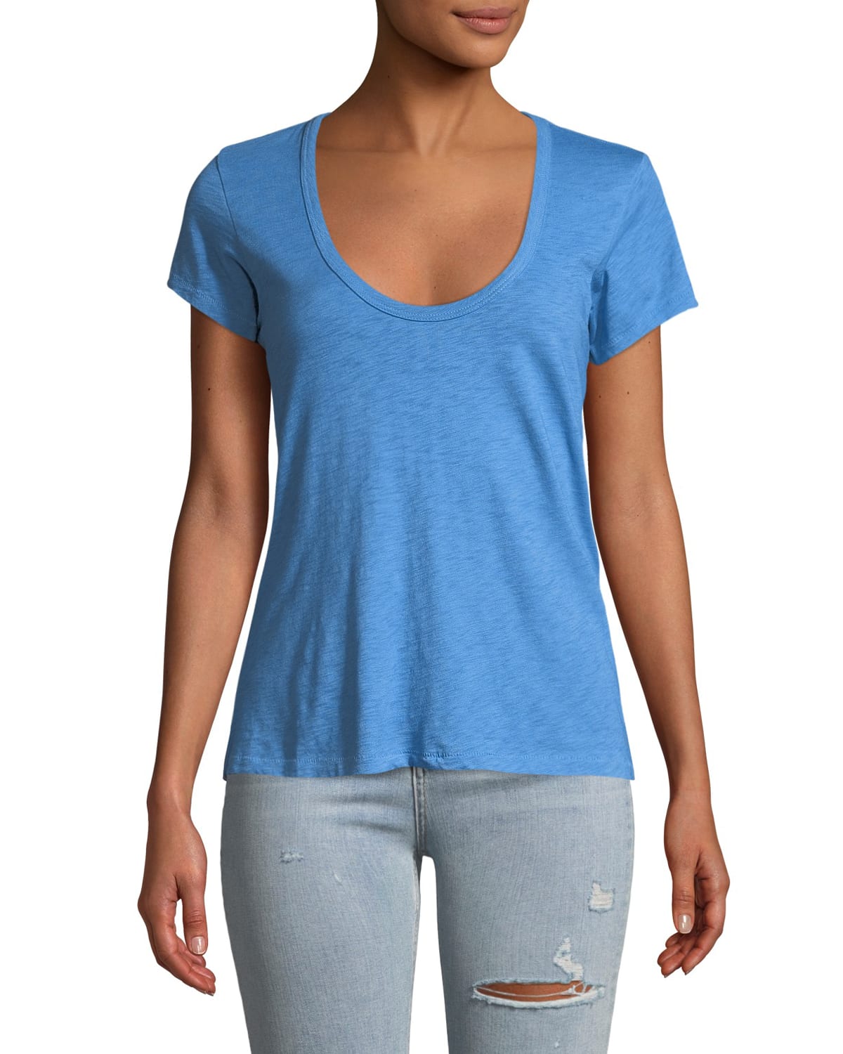 Rag & Bone U-Neck Short-Sleeve Cotton Tee