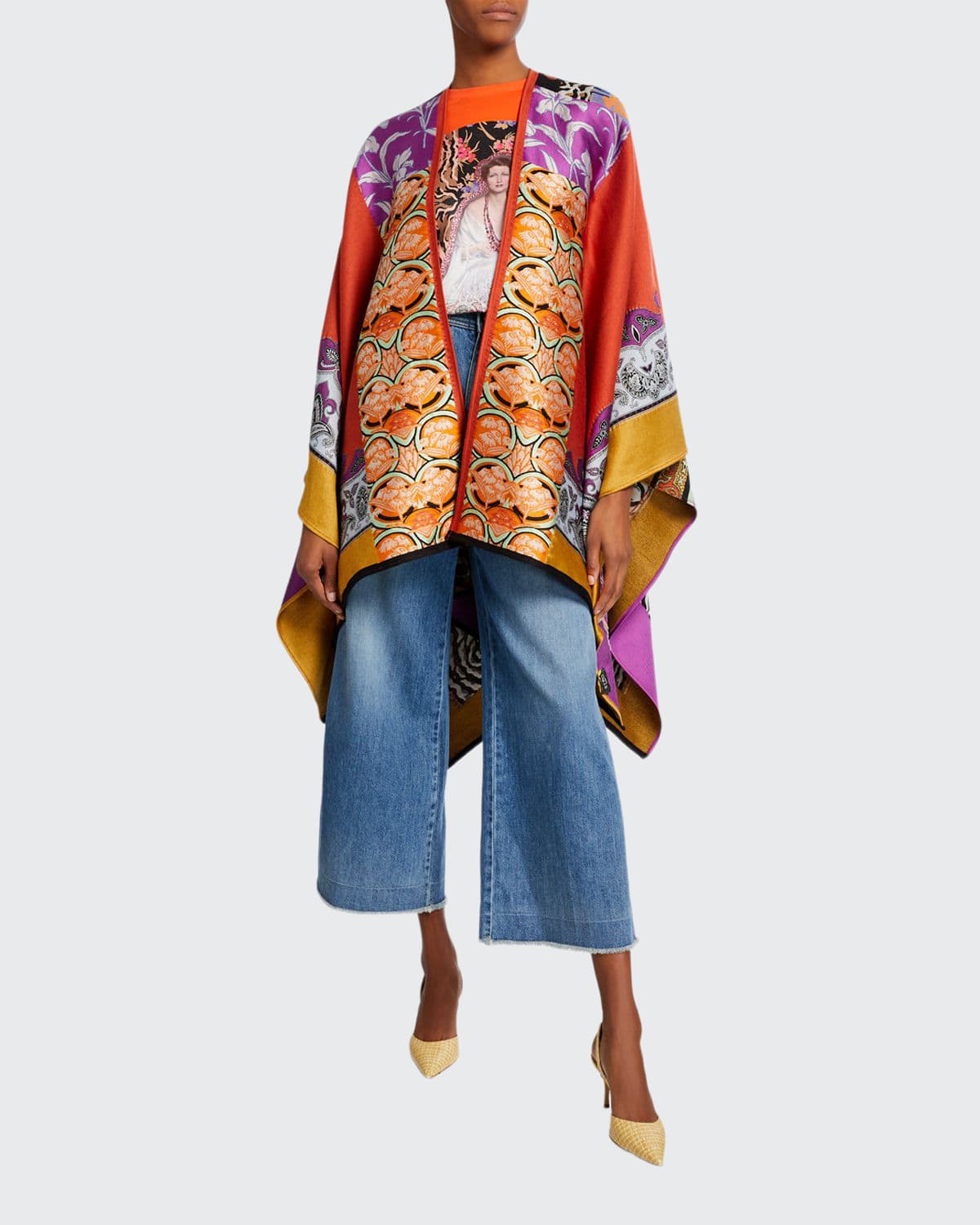 Etro Collage Patchwork Cape