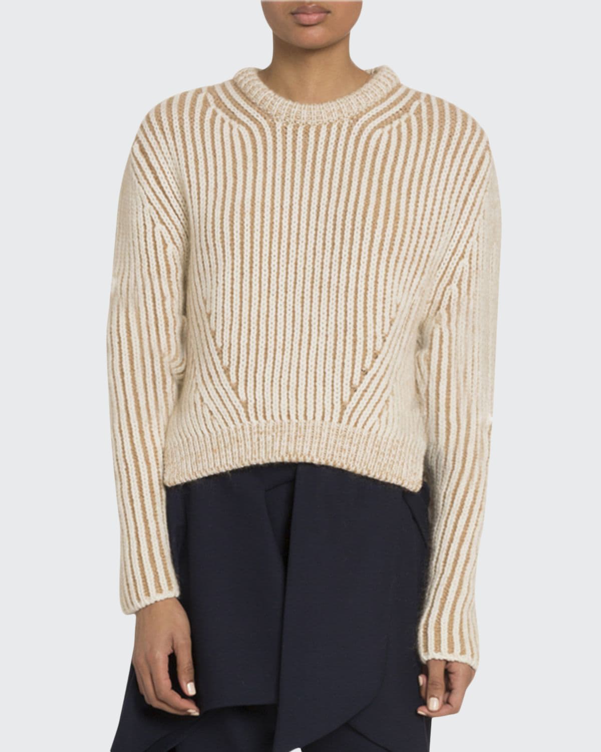 Chloe Wool Ribbed Crewneck Sweater