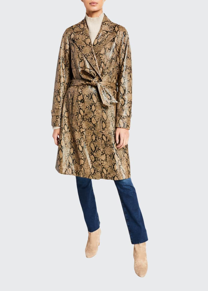 FRAME Embossed Leather Belted Python Trench Coat and Matching Items ...