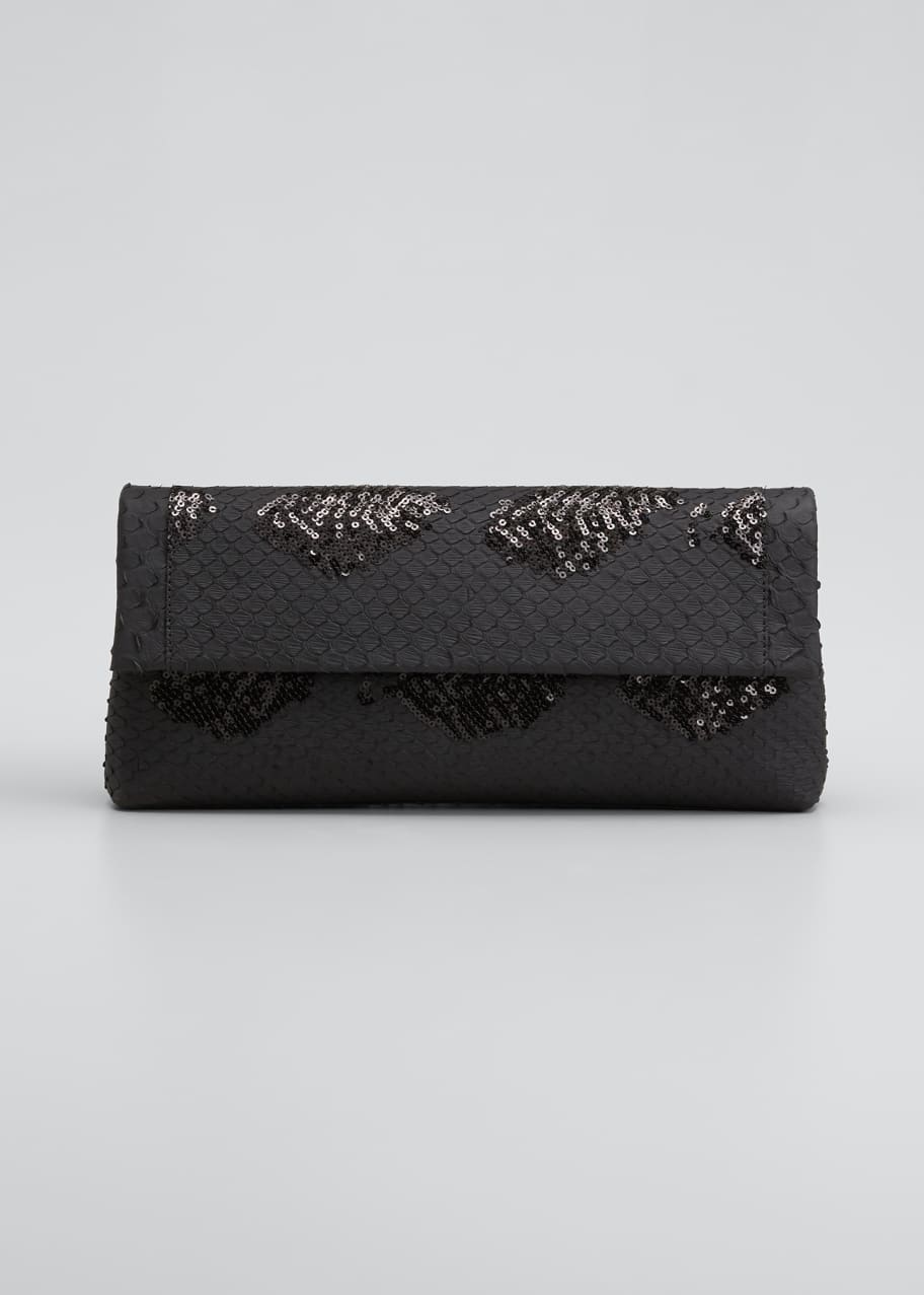 Nancy Gonzalez Gotham Metallic Python Flap Clutch Bag - Bergdorf Goodman