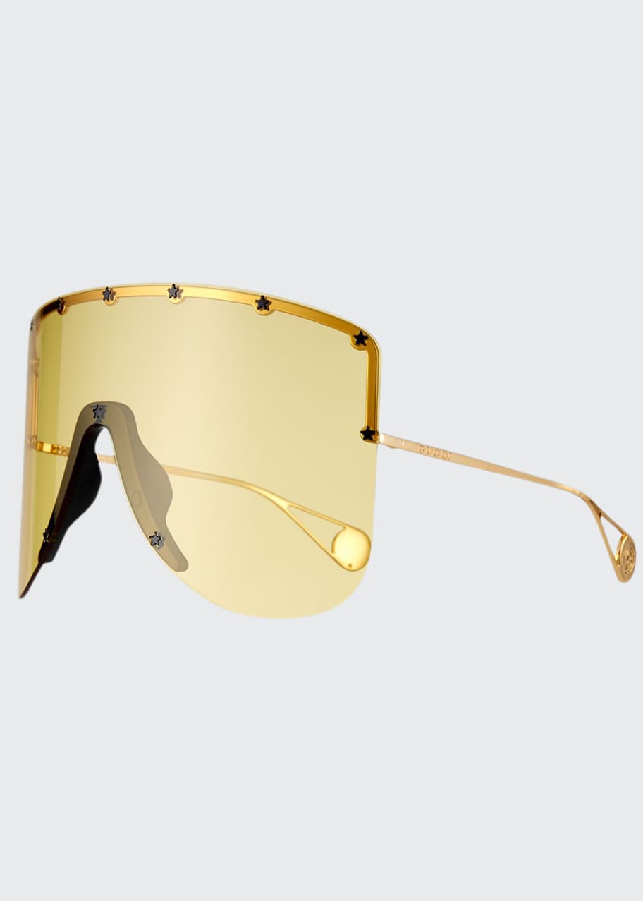 Gucci Rimless Shield Sunglasses w/ Star Studs - Bergdorf Goodman