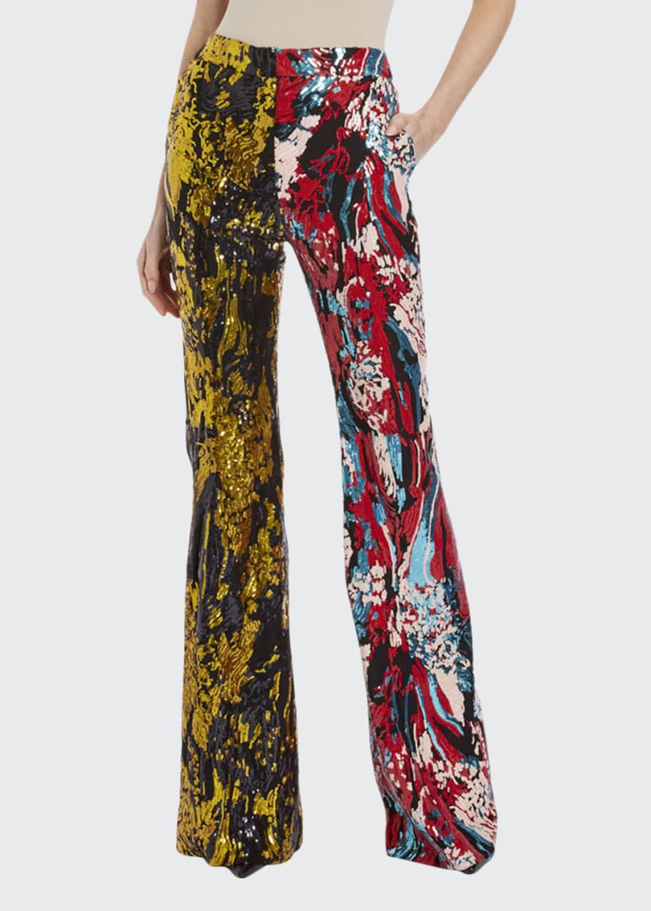 Halpern Sequined Split Wide-Leg Trousers - Bergdorf Goodman