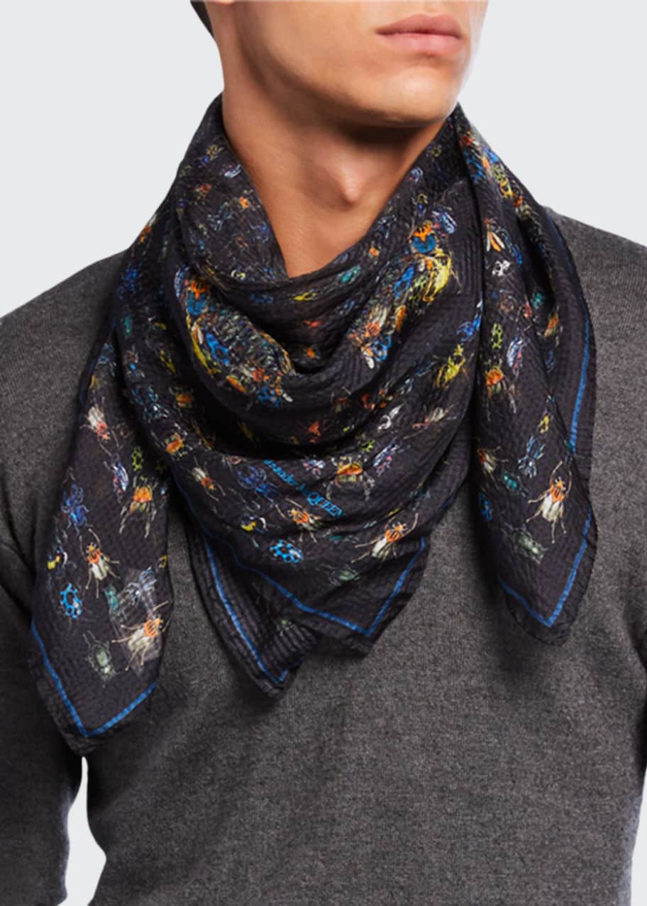 Alexander McQueen Men's Beetle Silk Scarf - Bergdorf Goodman