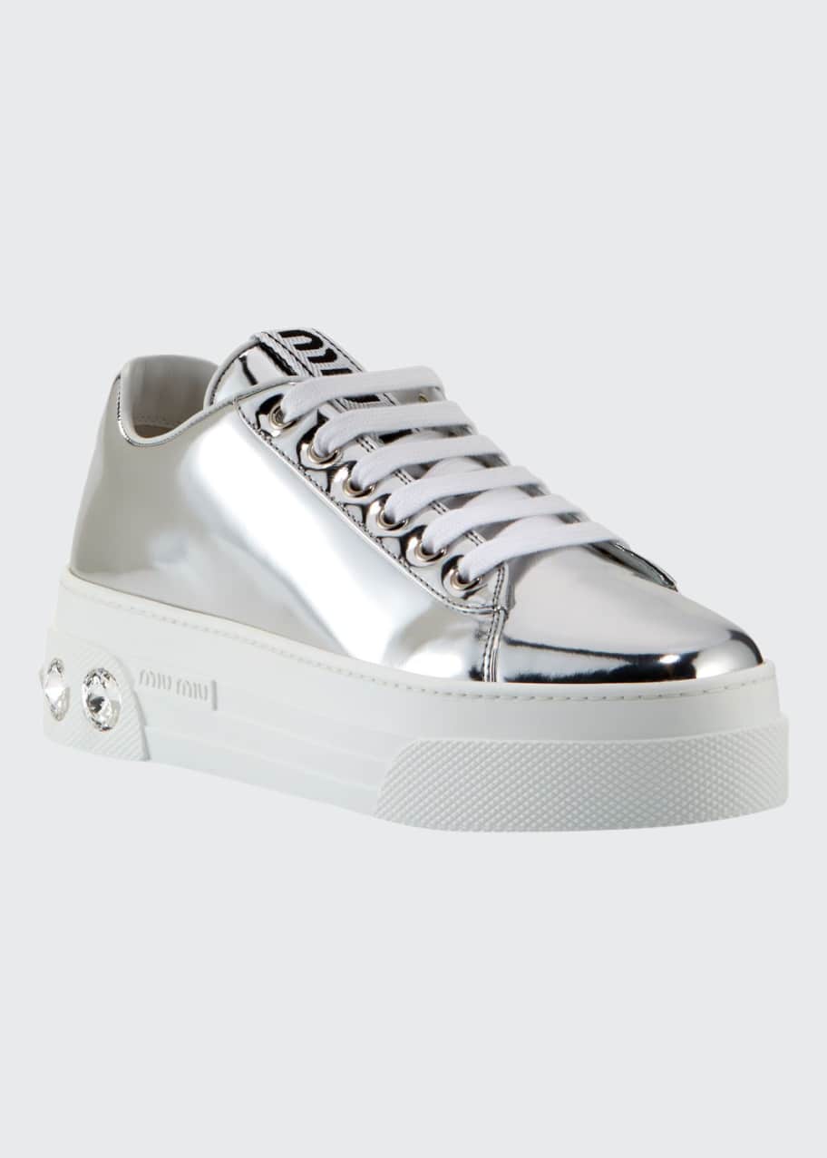 Miu Miu Metallic Patent Platform Sneakers - Bergdorf Goodman