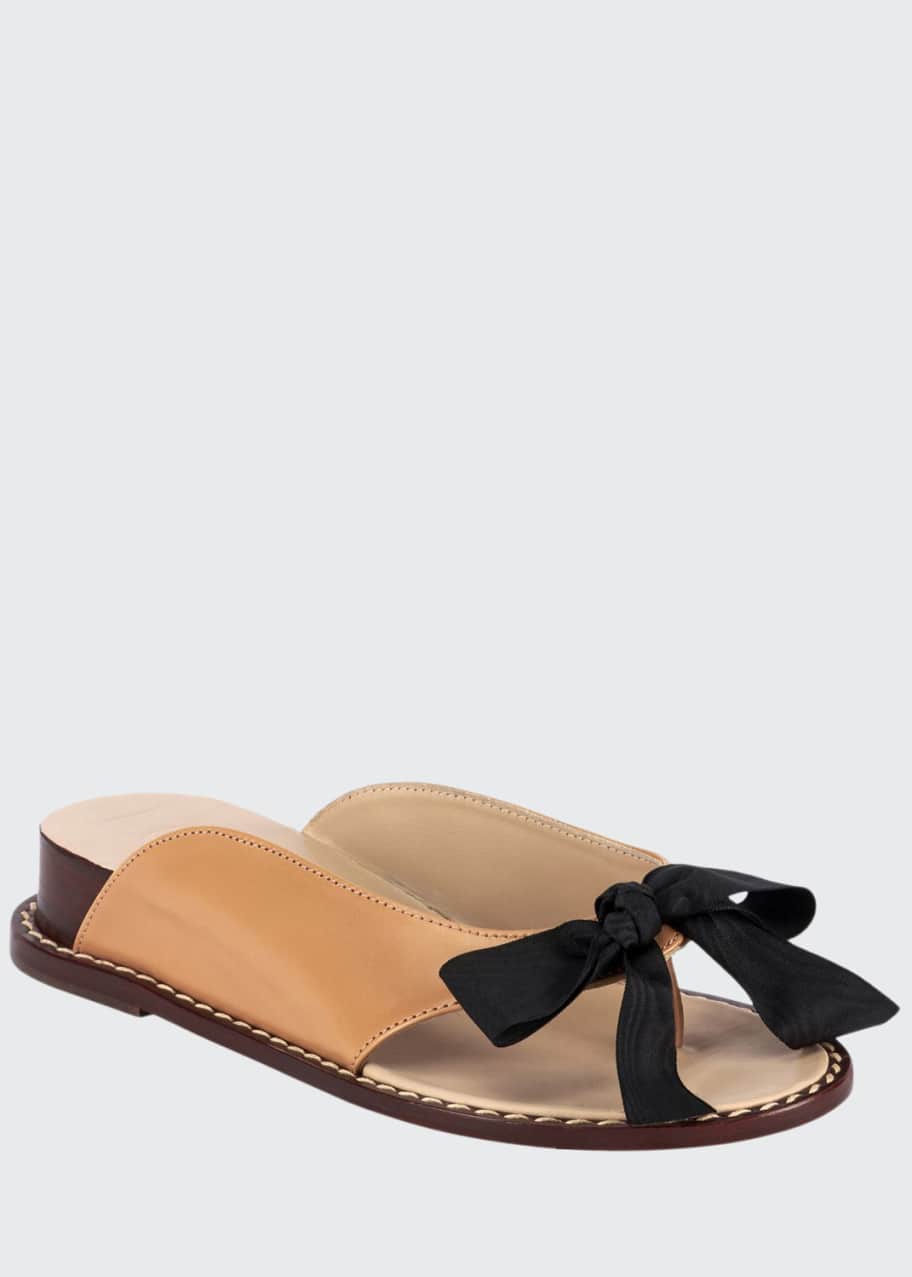 Loewe Demi-Wedge Bow Slide Sandals - Bergdorf Goodman