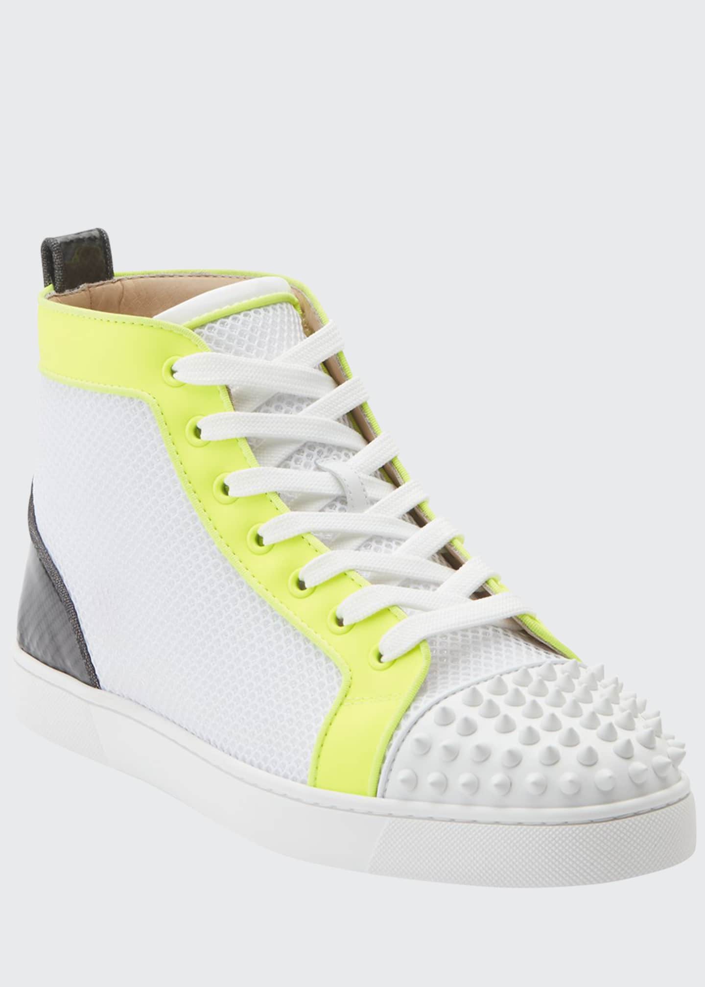 Christian Louboutin Men's Lou Spikes Orlato Mesh/Leather High-Top ...
