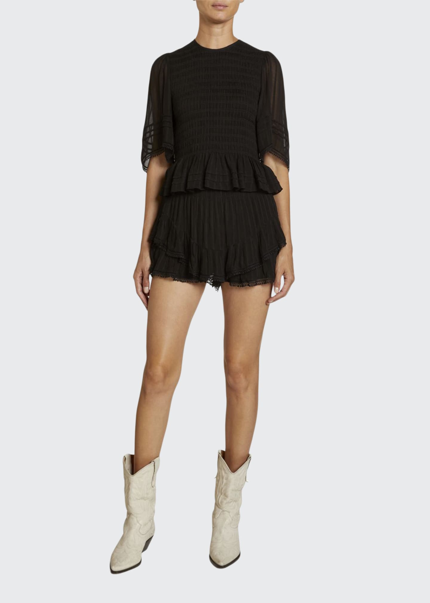 Etoile Isabel Marant Janette Smocked Half-Sleeve Blouse - Bergdorf Goodman