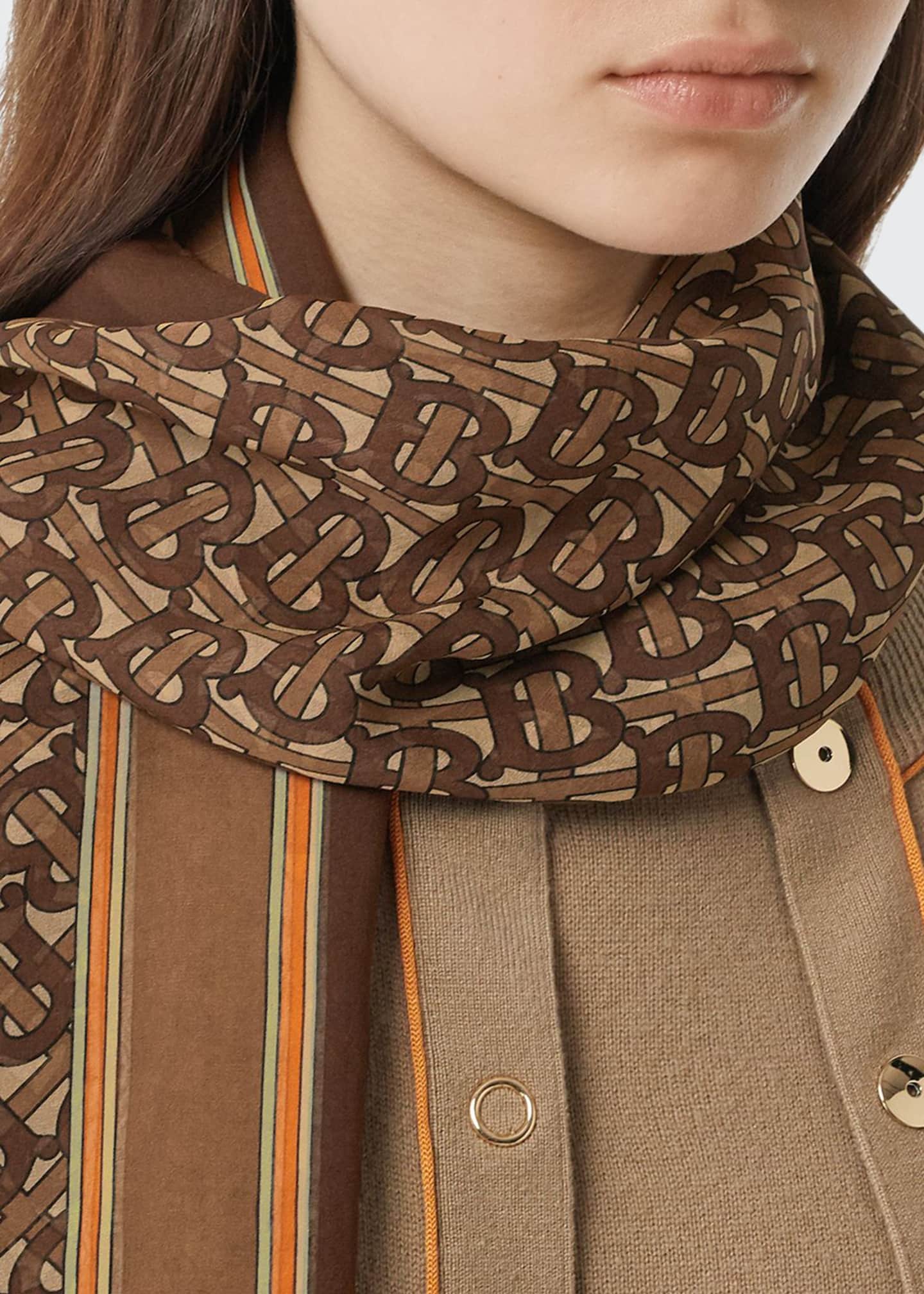 Burberry TB Monogram Chiffon Silk Scarf - Bergdorf Goodman