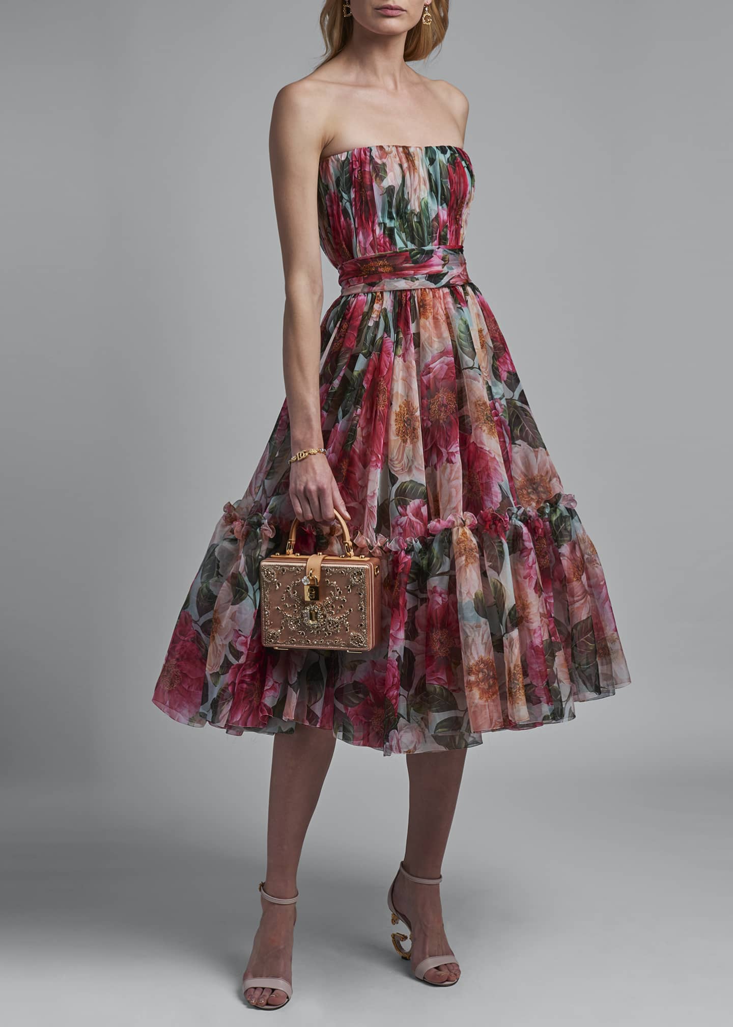 Dolce & Gabbana Strapless Ruched Midi Dress - Bergdorf Goodman