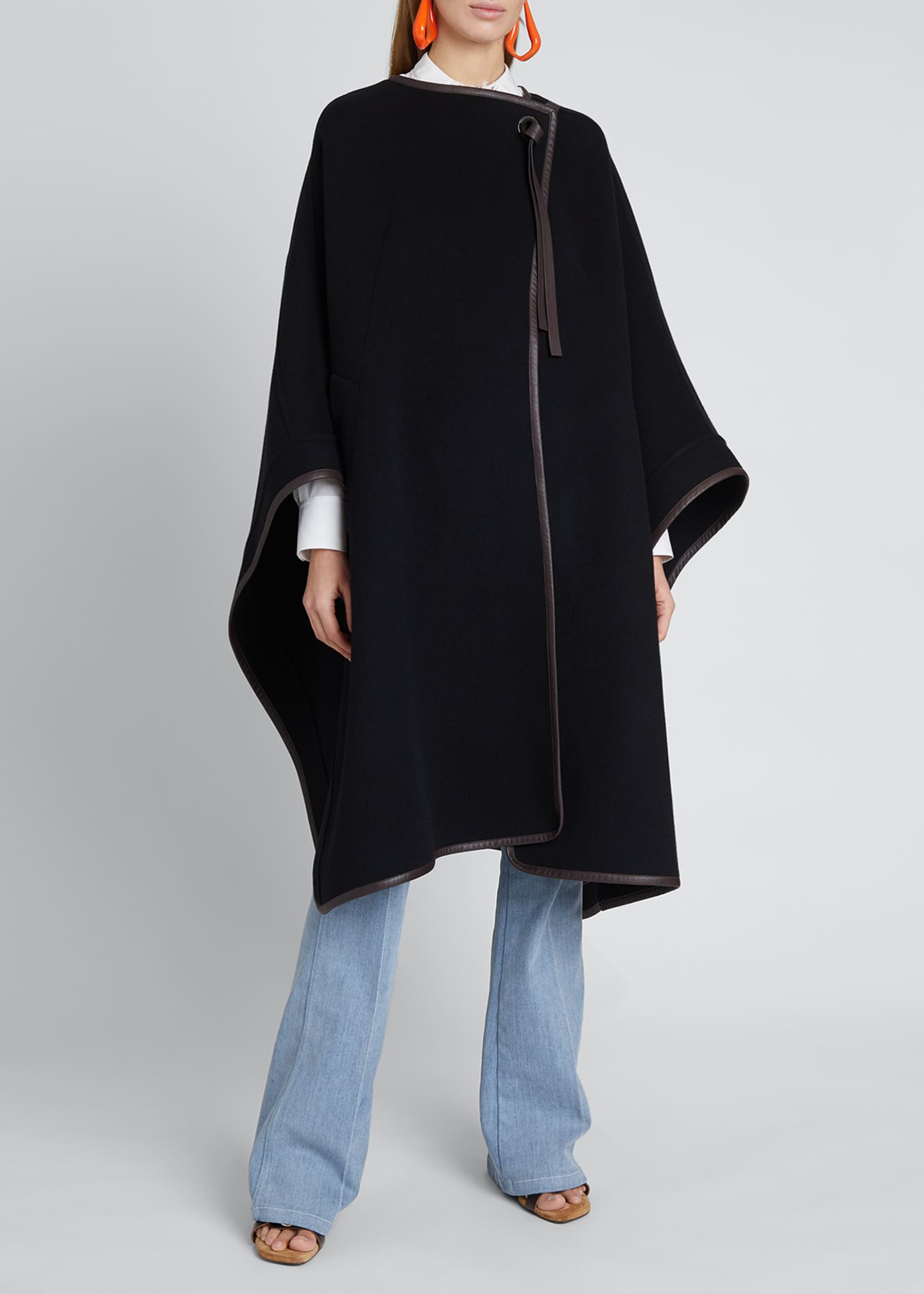 Chloe Wool-Cashmere Cape Coat w/ Leather Tie - Bergdorf Goodman