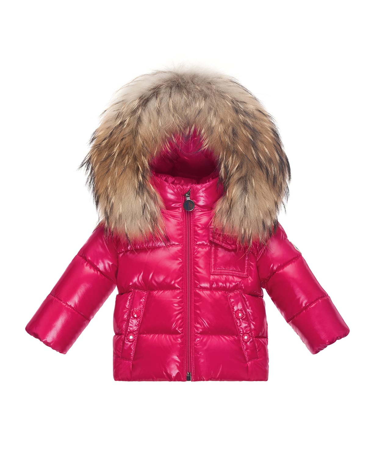 Moncler K2 Hooded Fur-Trim Puffer Coat, Size 12M-3