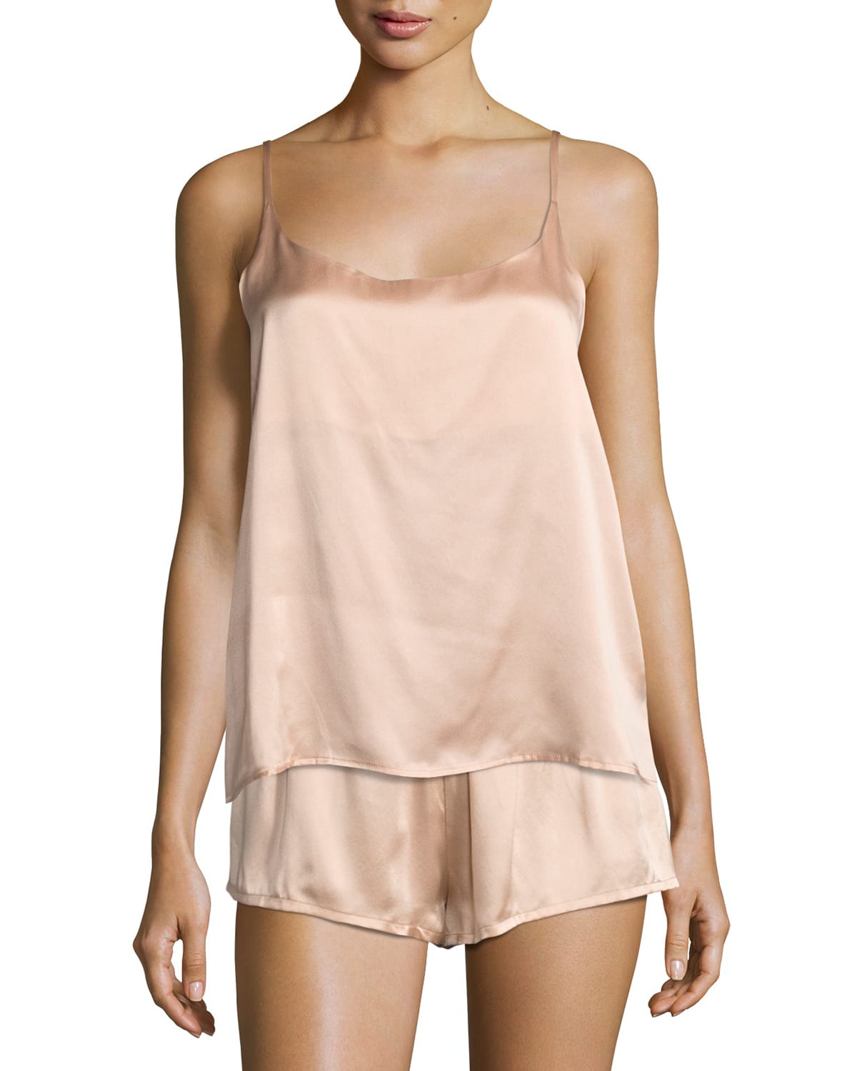 Asceno Modern Silk-Satin Camisole, Light Pink