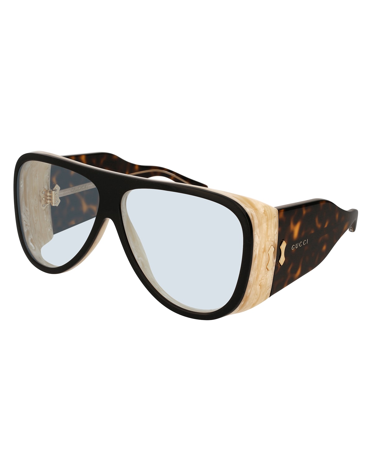 Gucci Wide Acetate Aviator Sunglasses