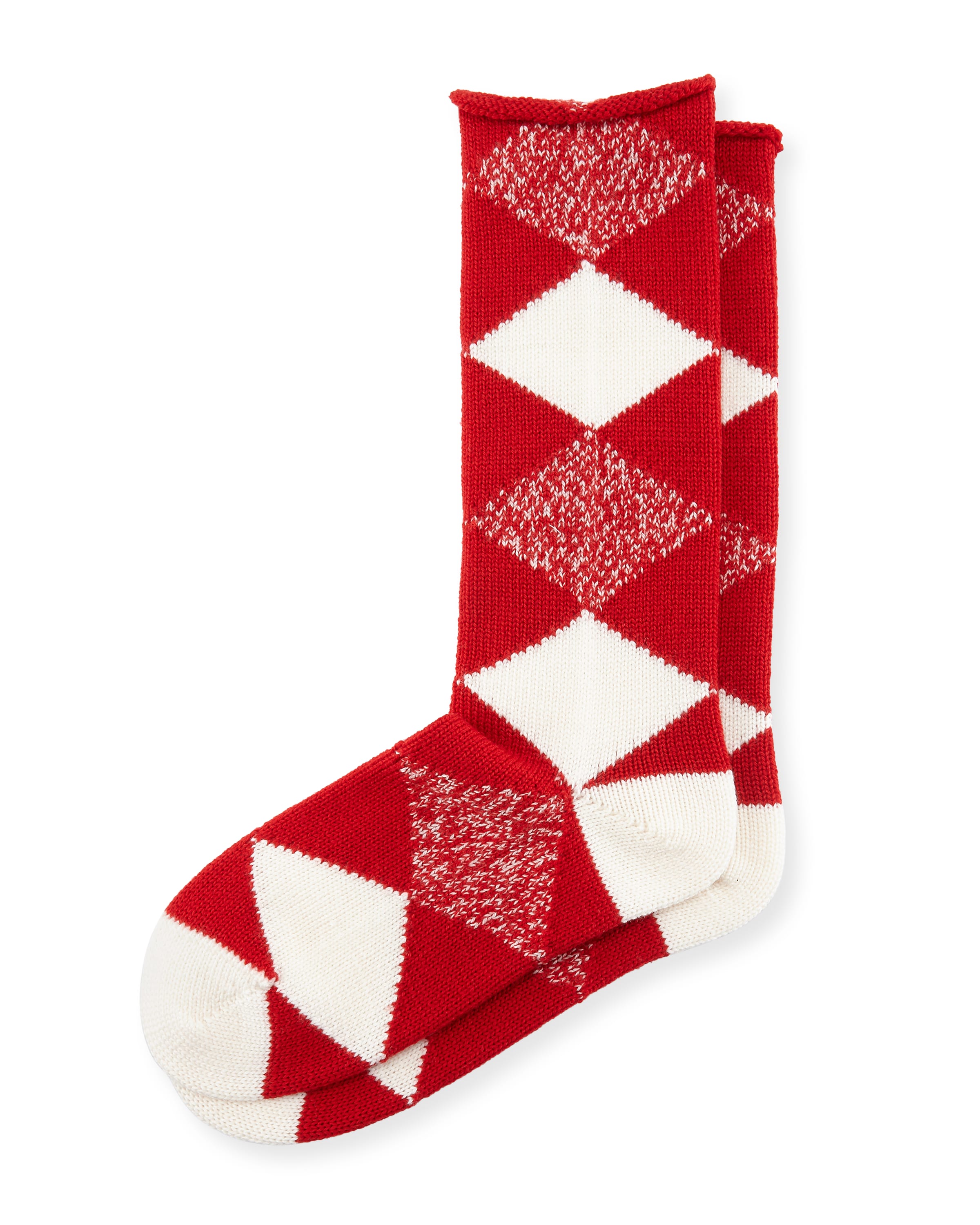 Burberry Argyle Merino Wool Socks, Bright Red