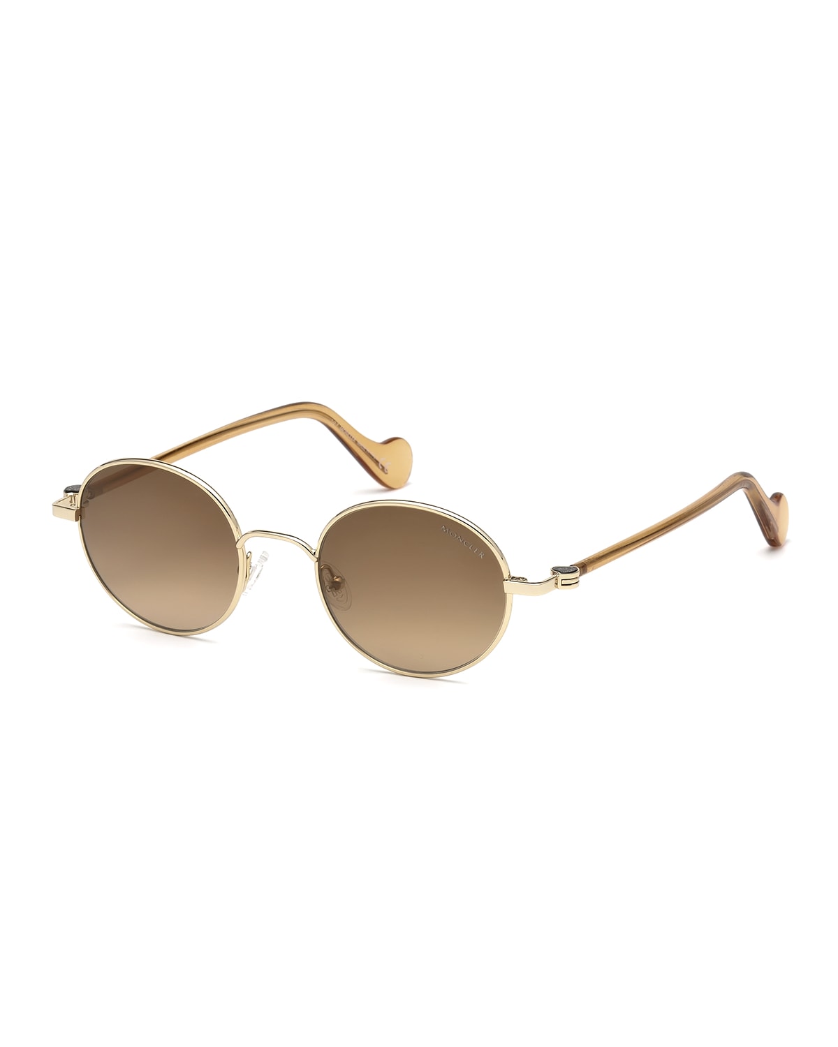 Moncler Men's Round Metal Gradient Sunglasses, Gold