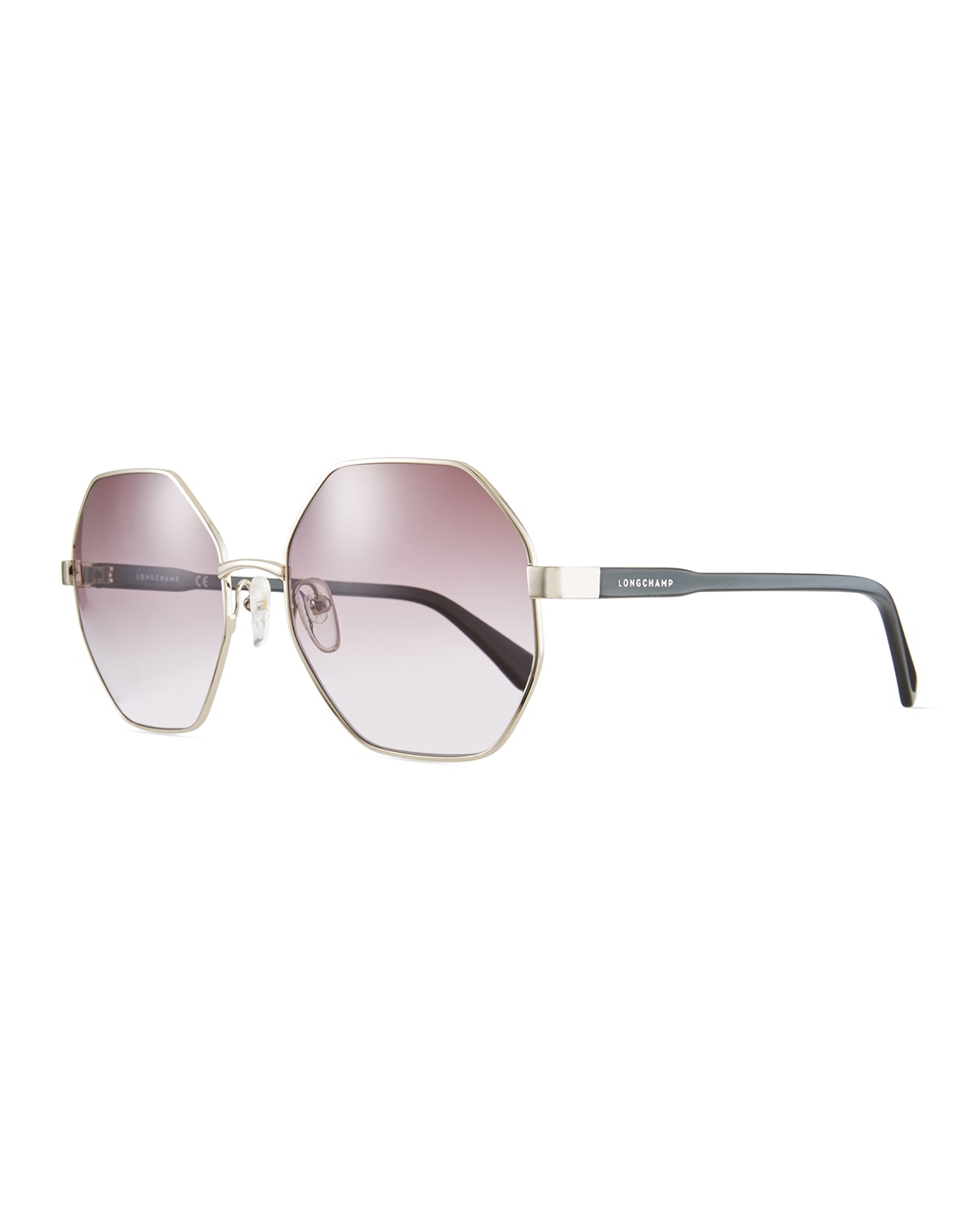 Longchamp Hexagonal Mirrored Metal Sunglasses