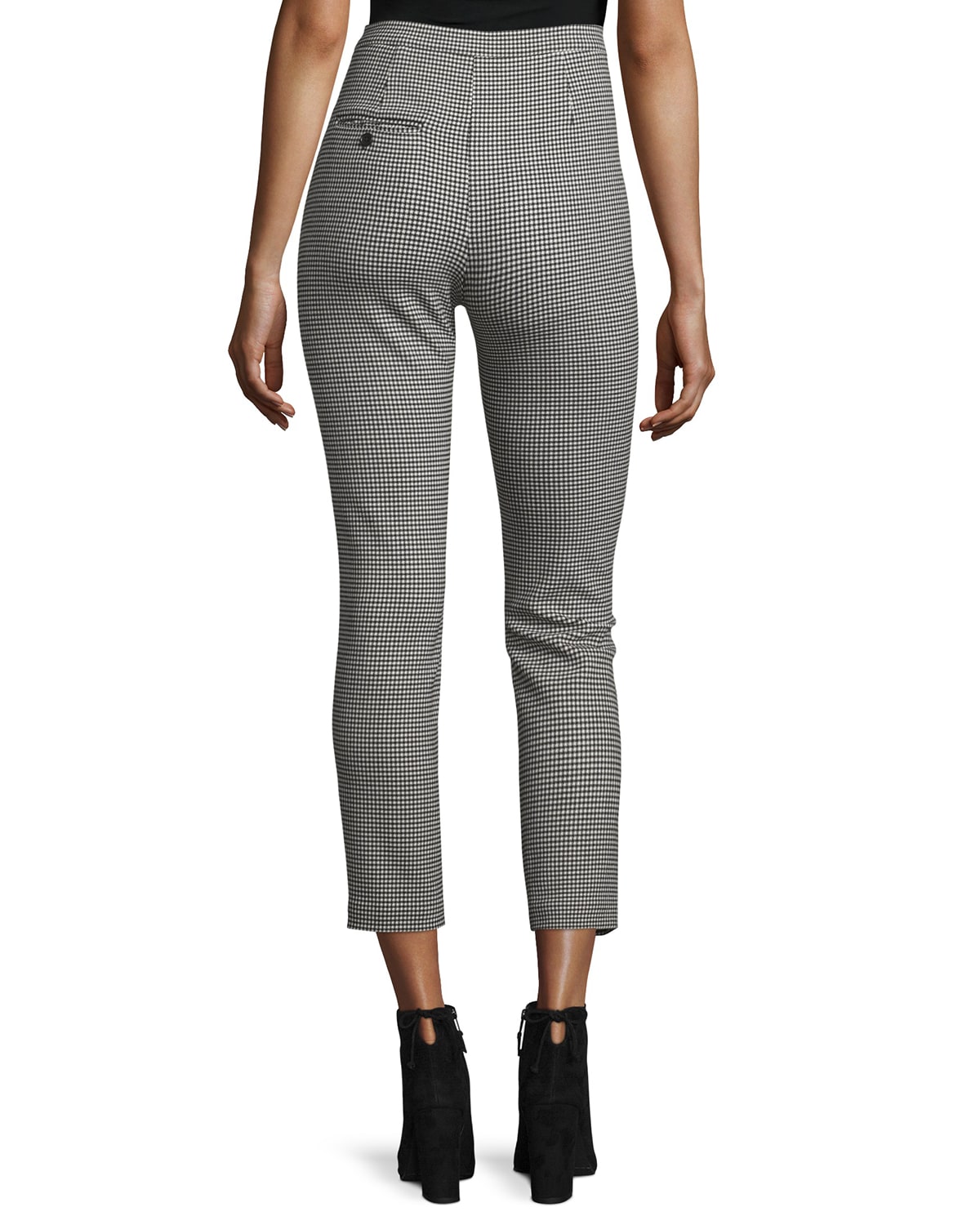 Isabel Marant High-Waist Cropped Check-Print Pants, Ecru/Black