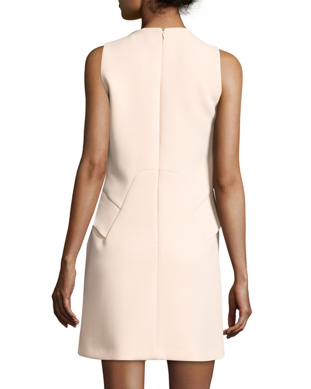 Carven Sleeveless Notched Crepe Peplum Dress, Beige