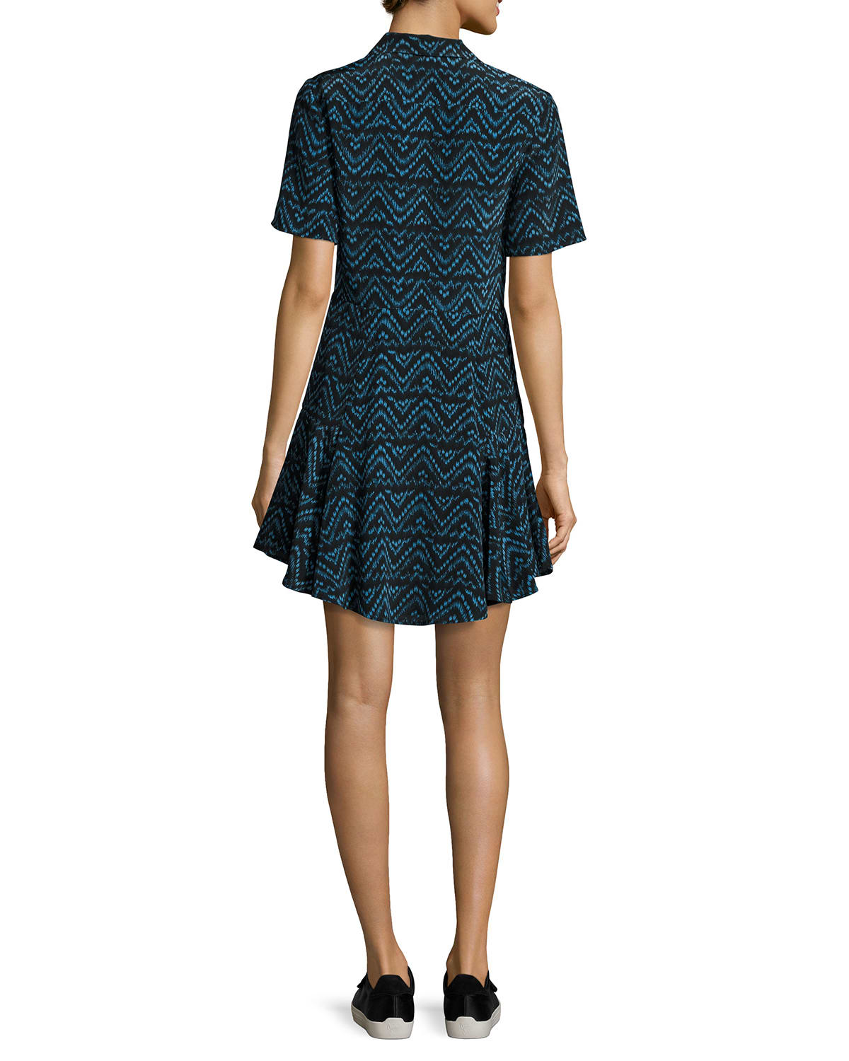A.L.C. Kayden Printed Button-Front Silk Shirtdress, Blue Pattern