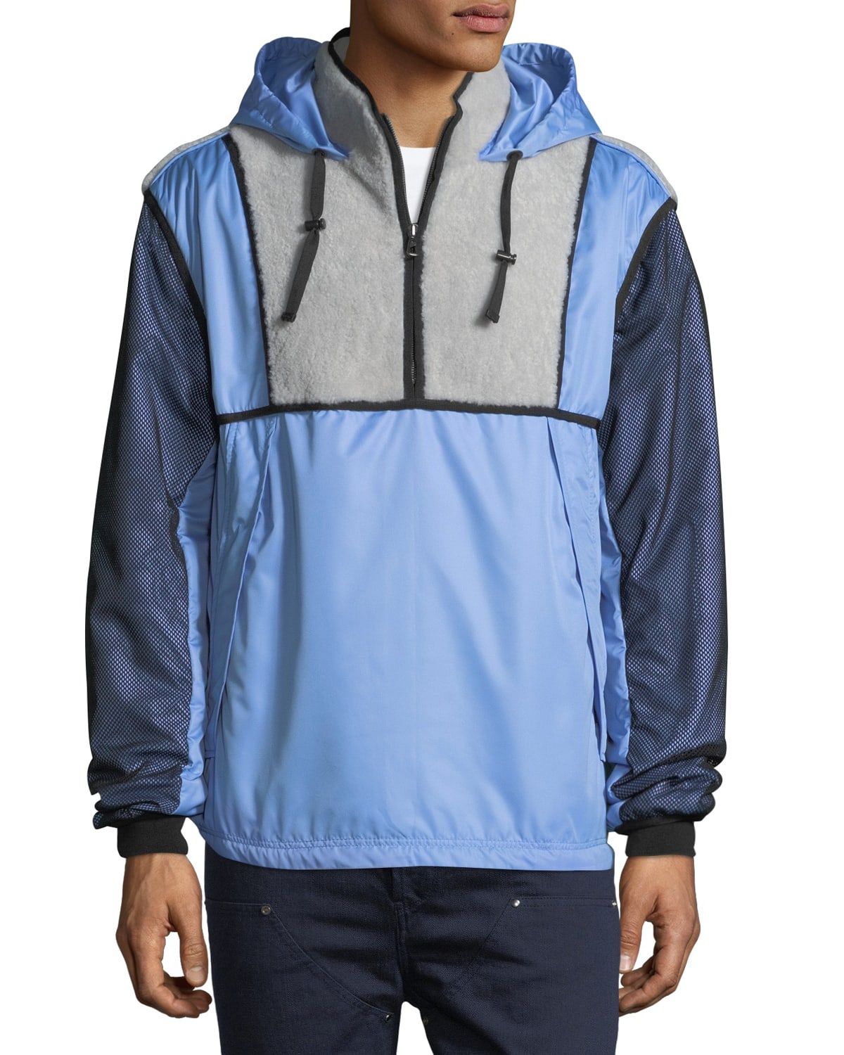 Lanvin Shearling-Trim Hooded Wind-Resistant Jacket