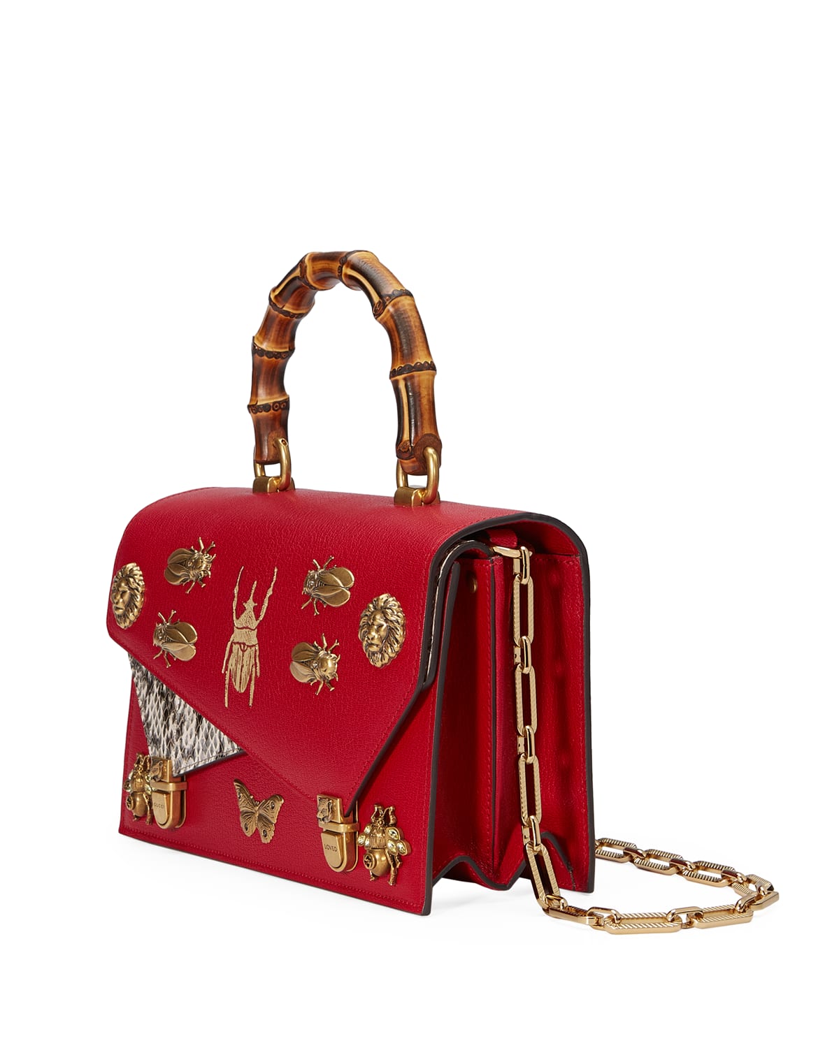 Gucci Linea Small Insect Display Bamboo Top-Handle Bag