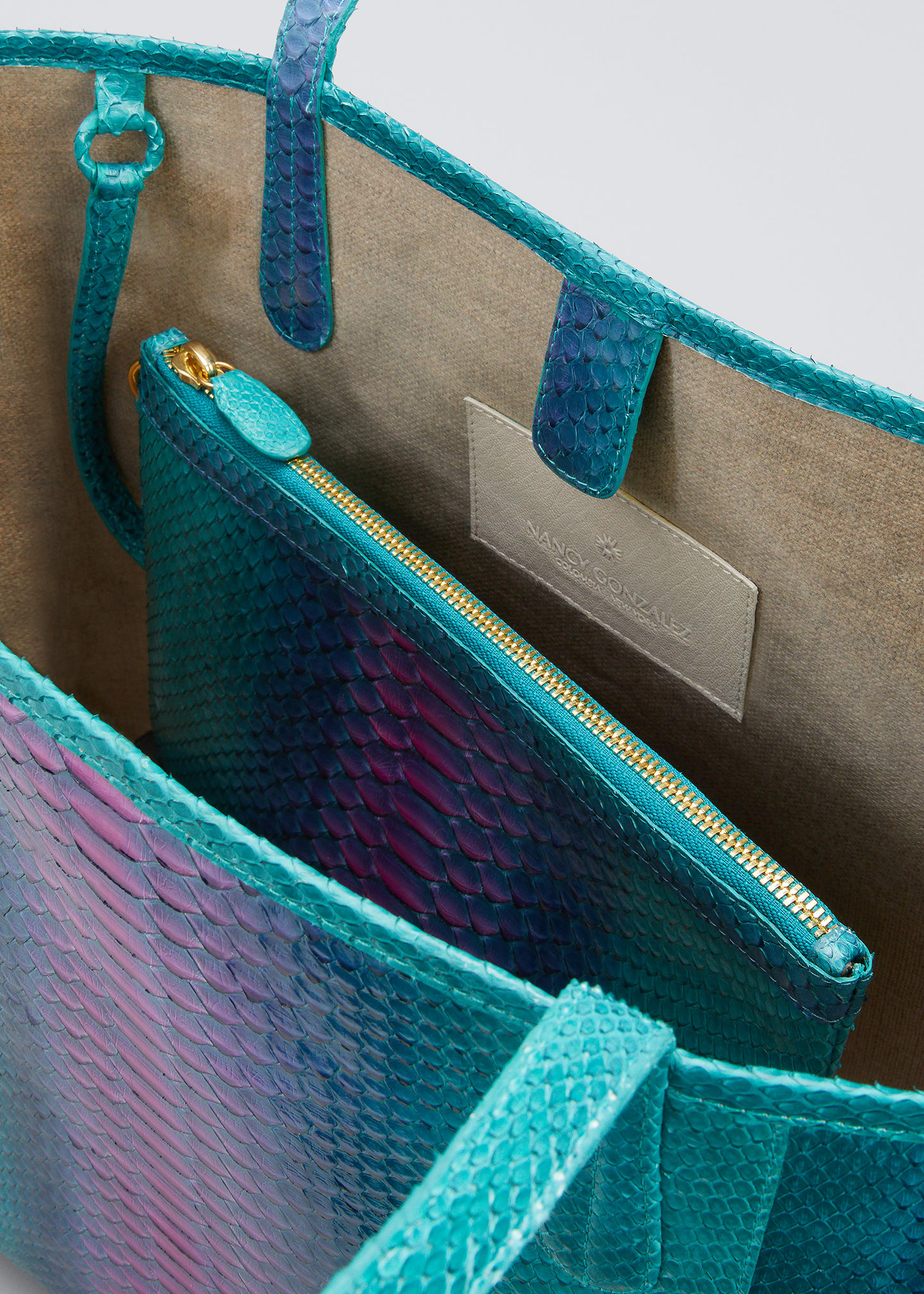 Nancy Gonzalez Erika Iridescent Python Tote Bag