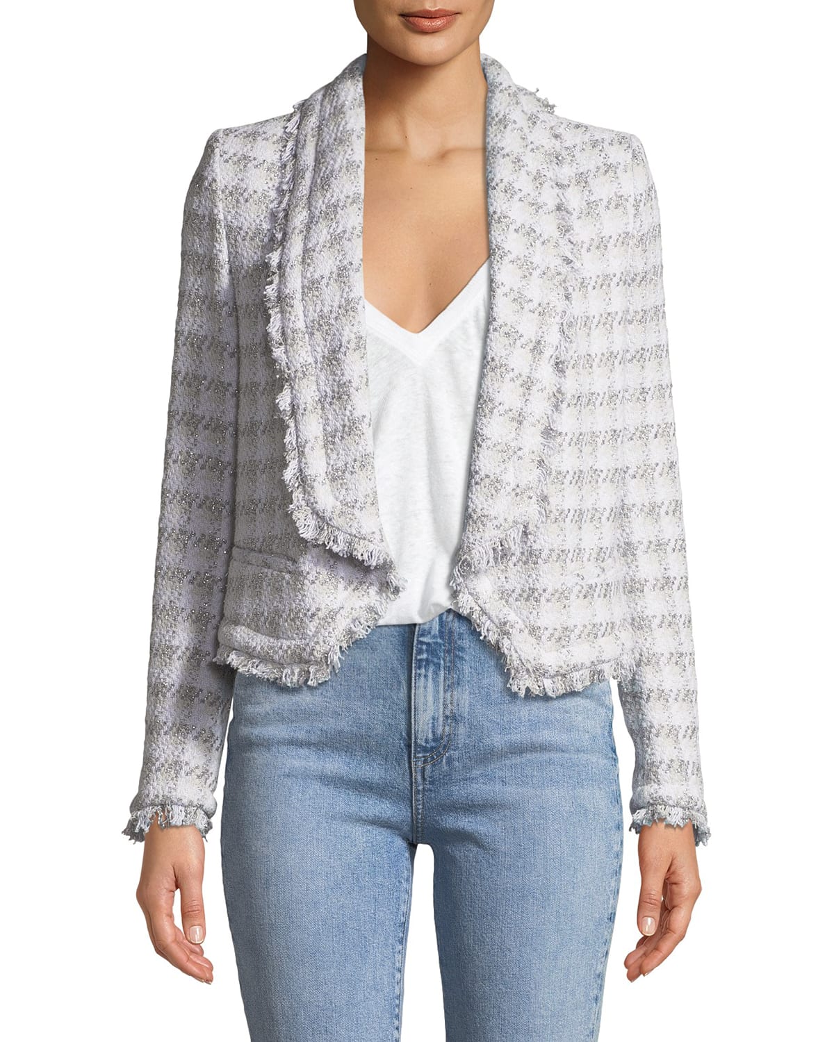 Iro Quill Open-Front Tweed Jacket