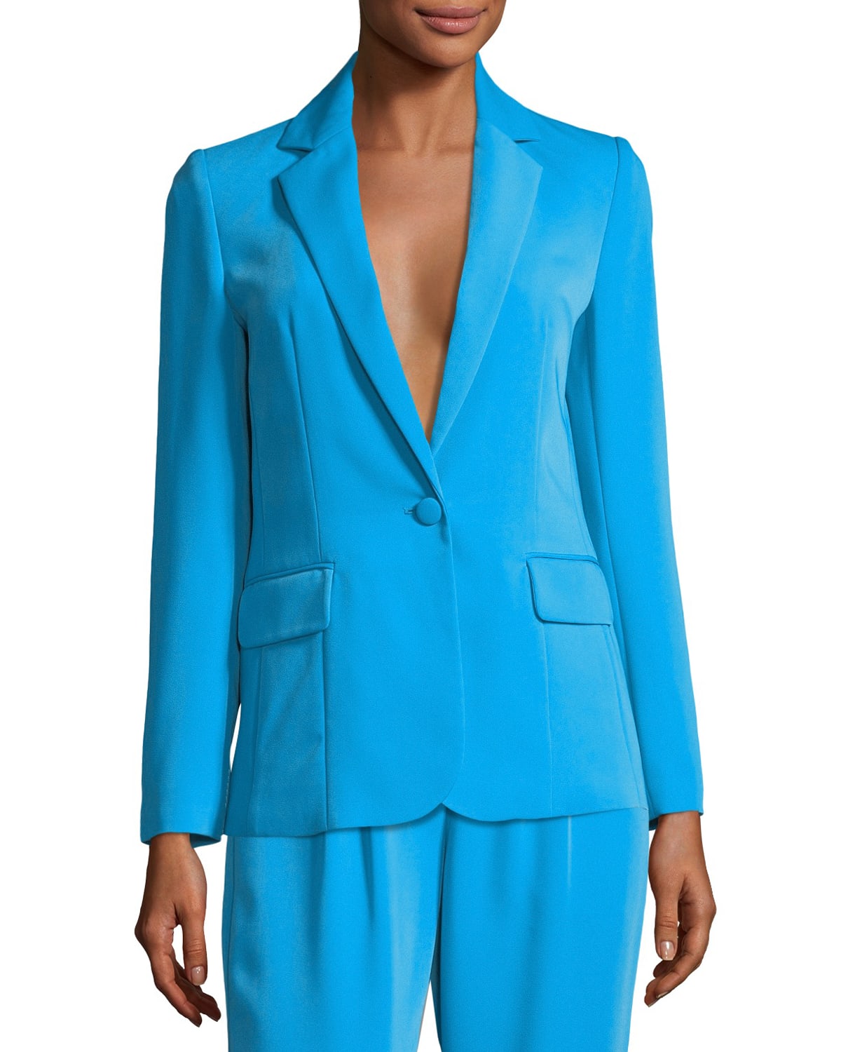 Veronica Beard Crosshatch One-Button Cutaway Jacket - Bergdorf Goodman