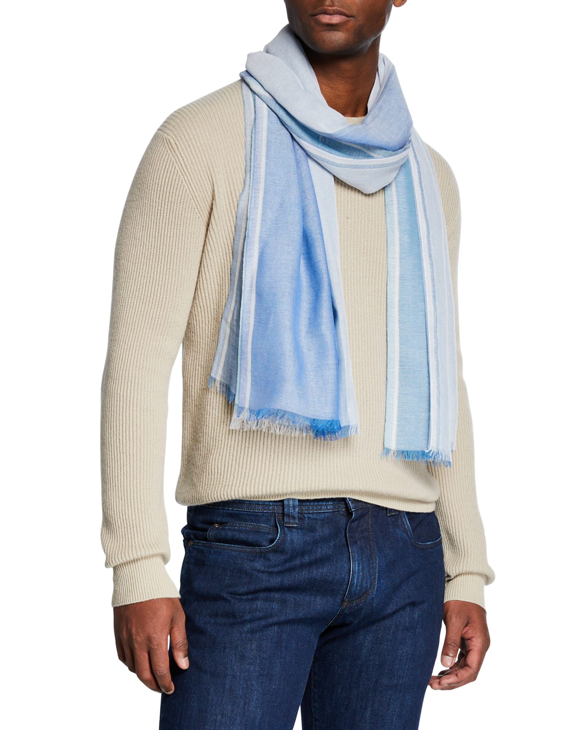 Loro Piana Men's Aylit Egeo Striped Scarf