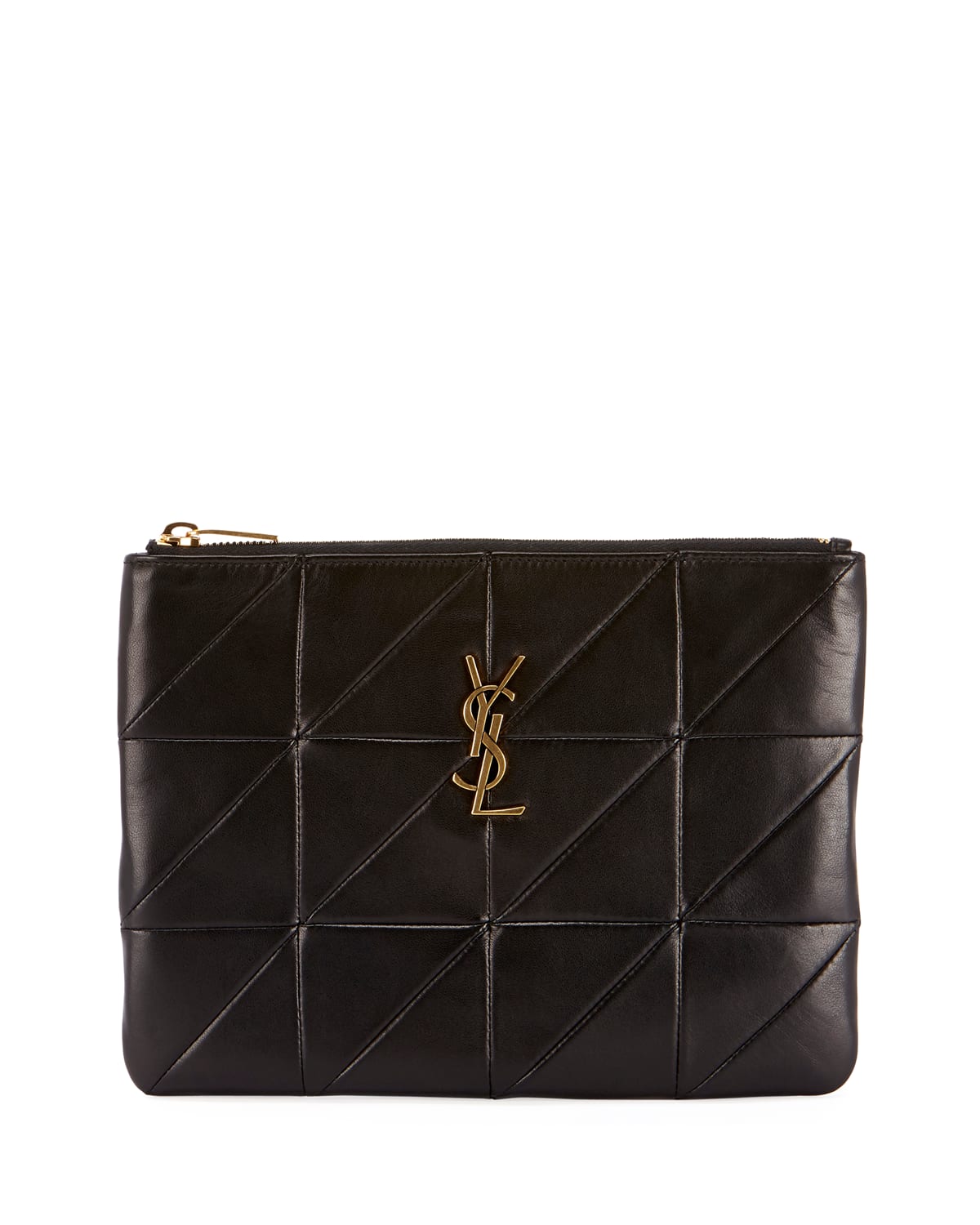 Saint Laurent Jamie Monogram Diamond-Quilted Leather Pouch Clutch Bag ...