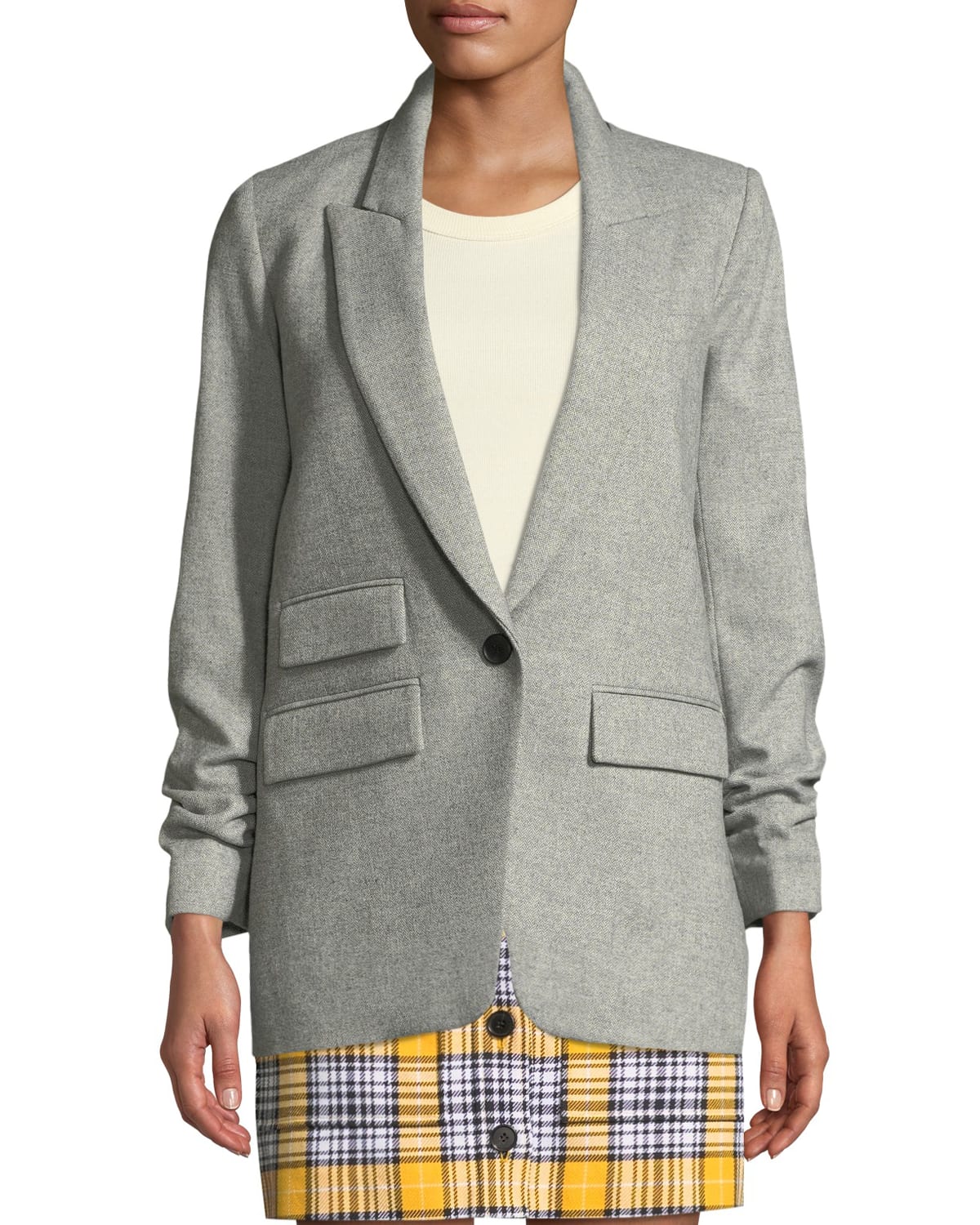 Veronica Beard Martel Single-Button Wool Dickey Jacket