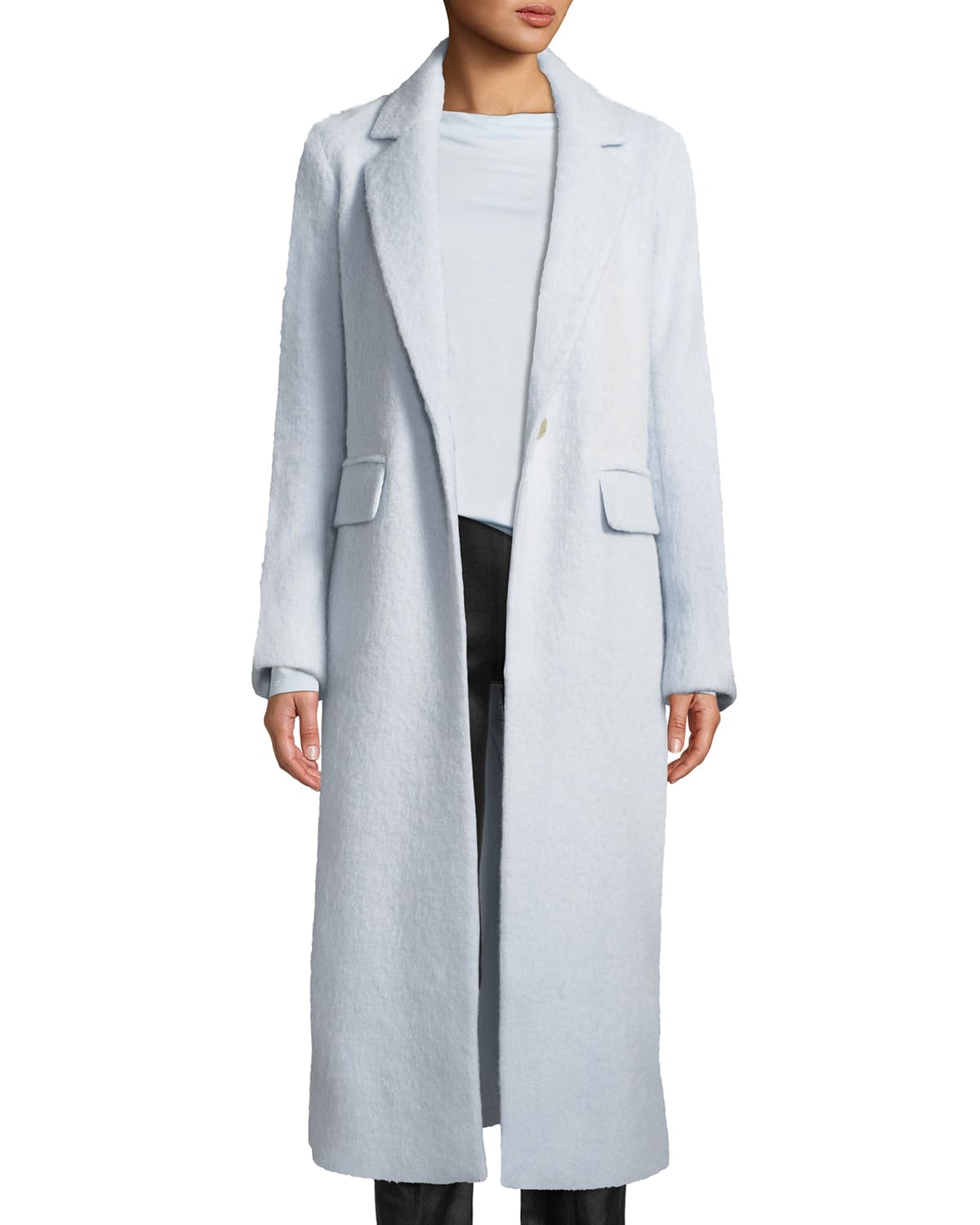 Vince Belted Single-Button Wool-Blend Long Coat and Matching Items