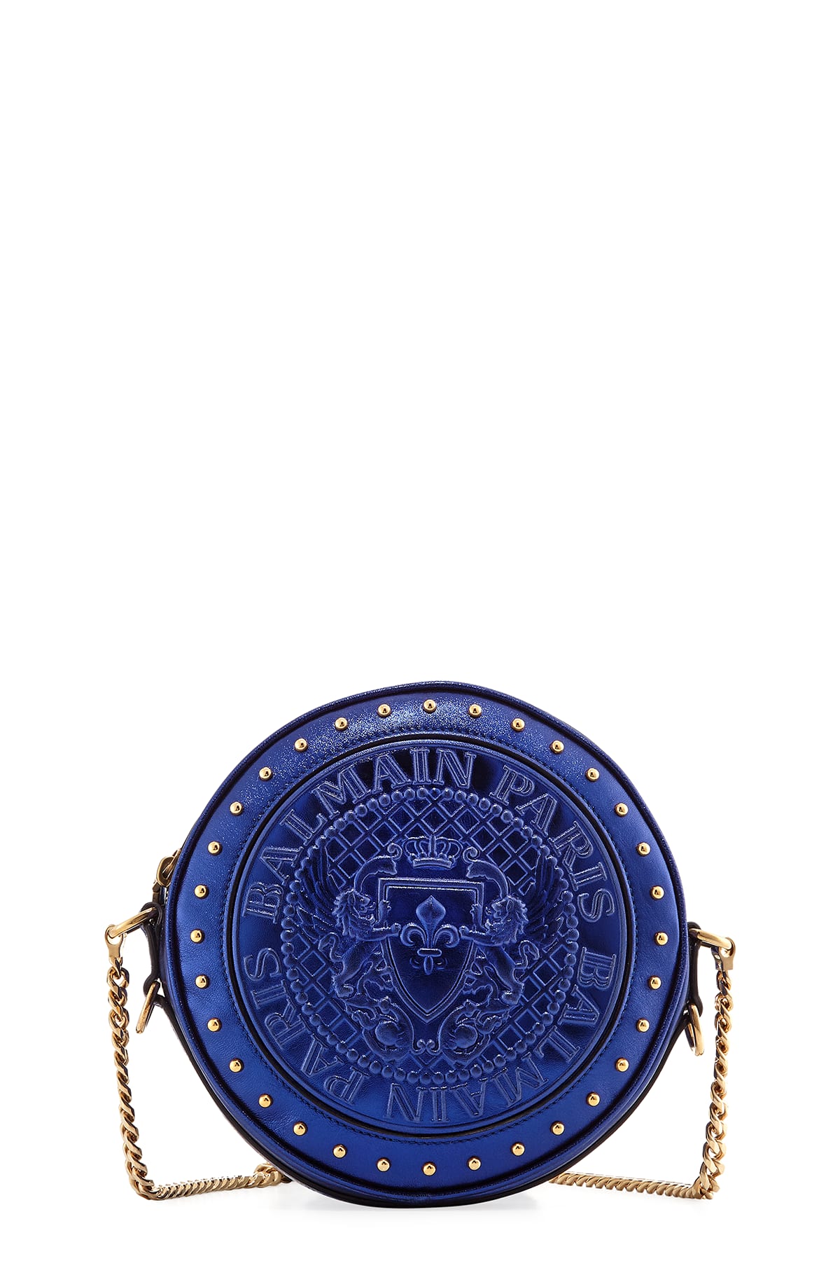 Balmain Disco Metallic Circle Crossbody Bag