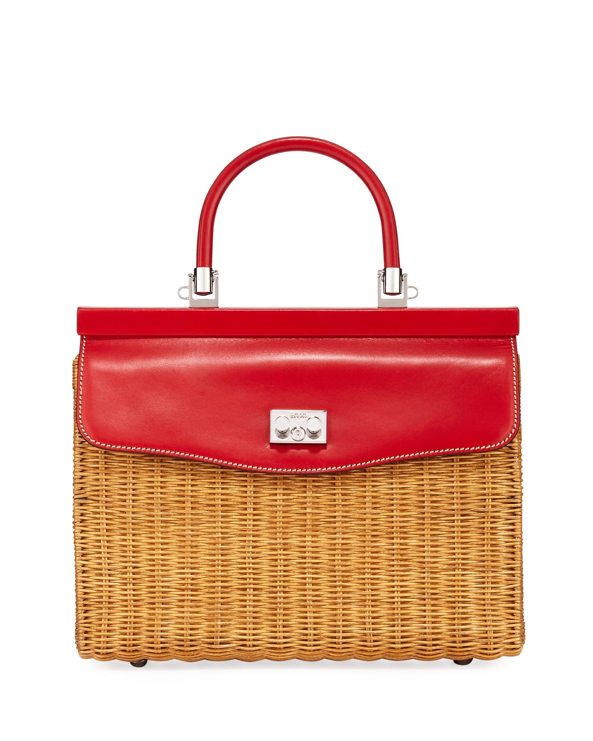 RODO Wicker Frame Top Handle Bag
