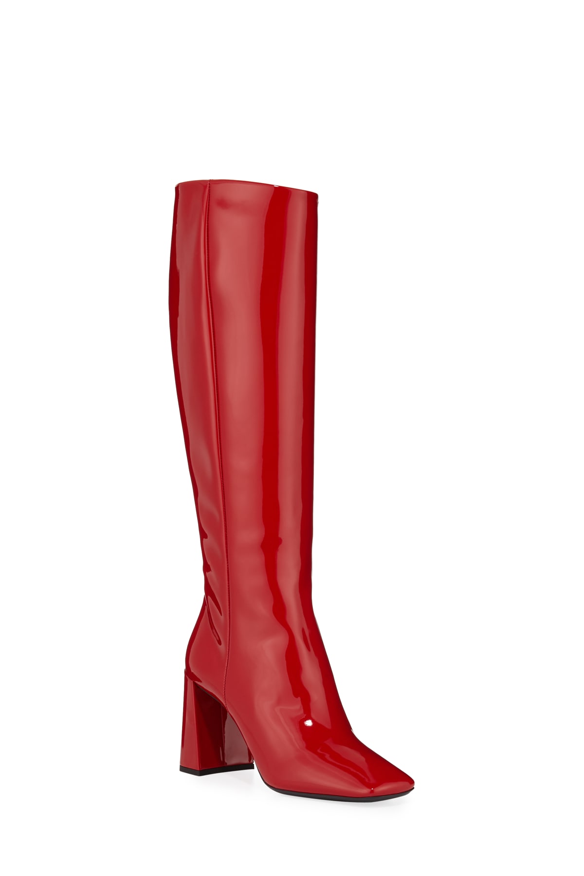 Prada Square-Toe Patent Tall Boots