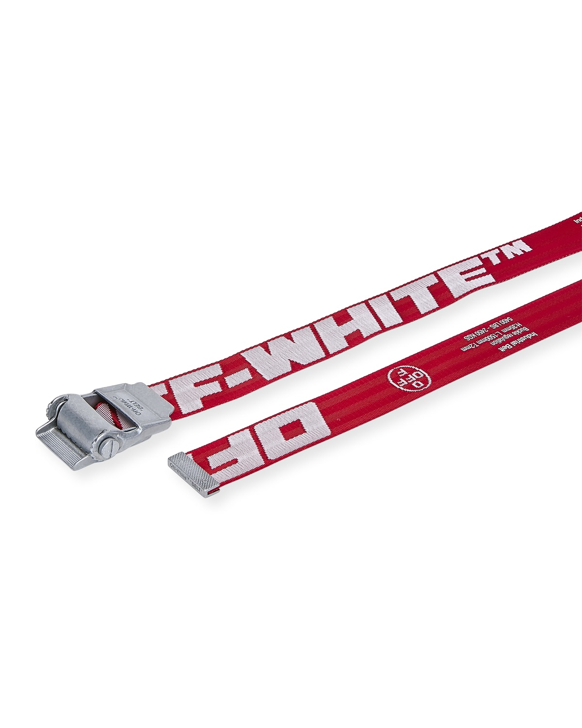 Off-White Men's Industrial Web Logo Belt, Red/White