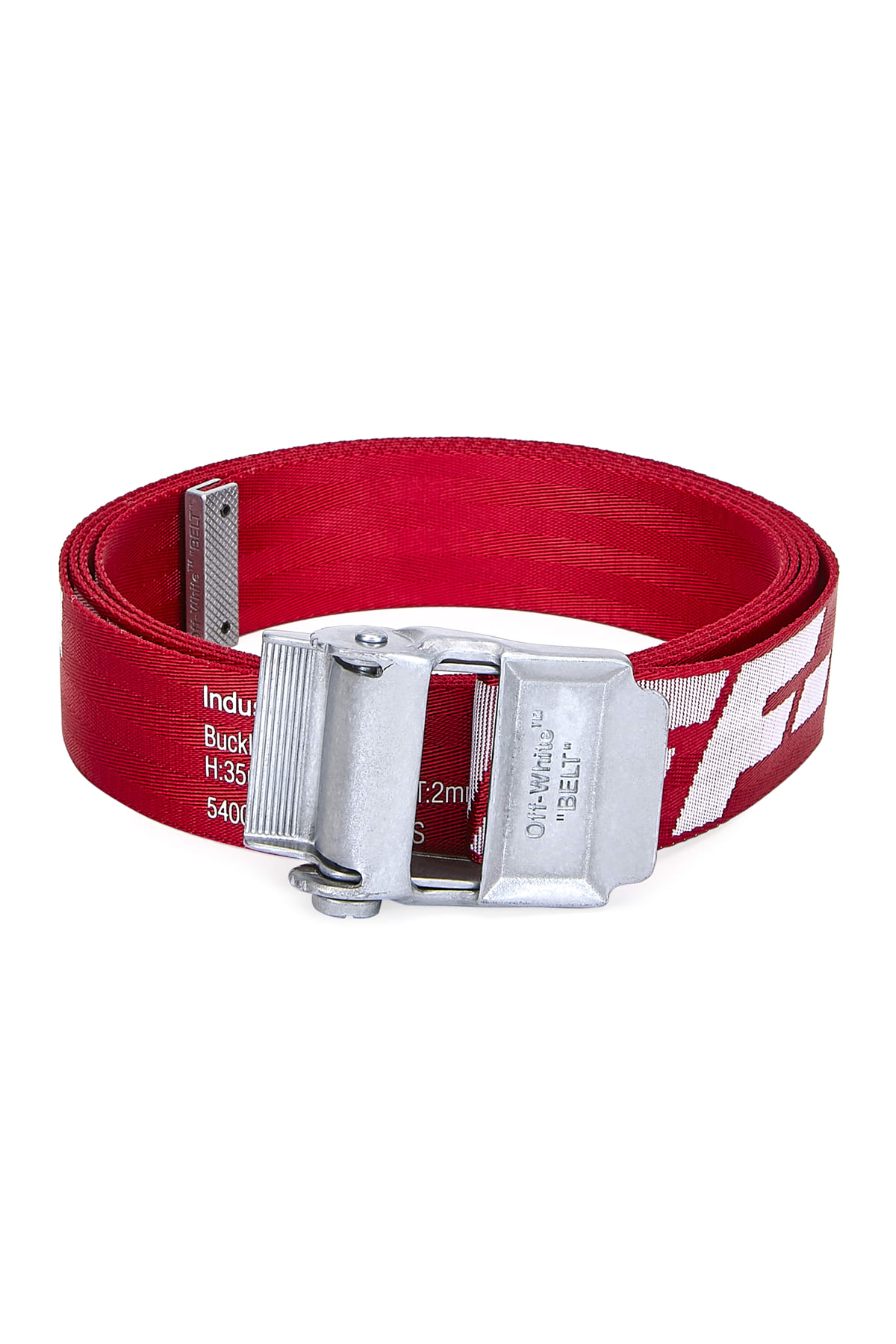Off-White Men's Industrial Web Logo Belt, Red/White
