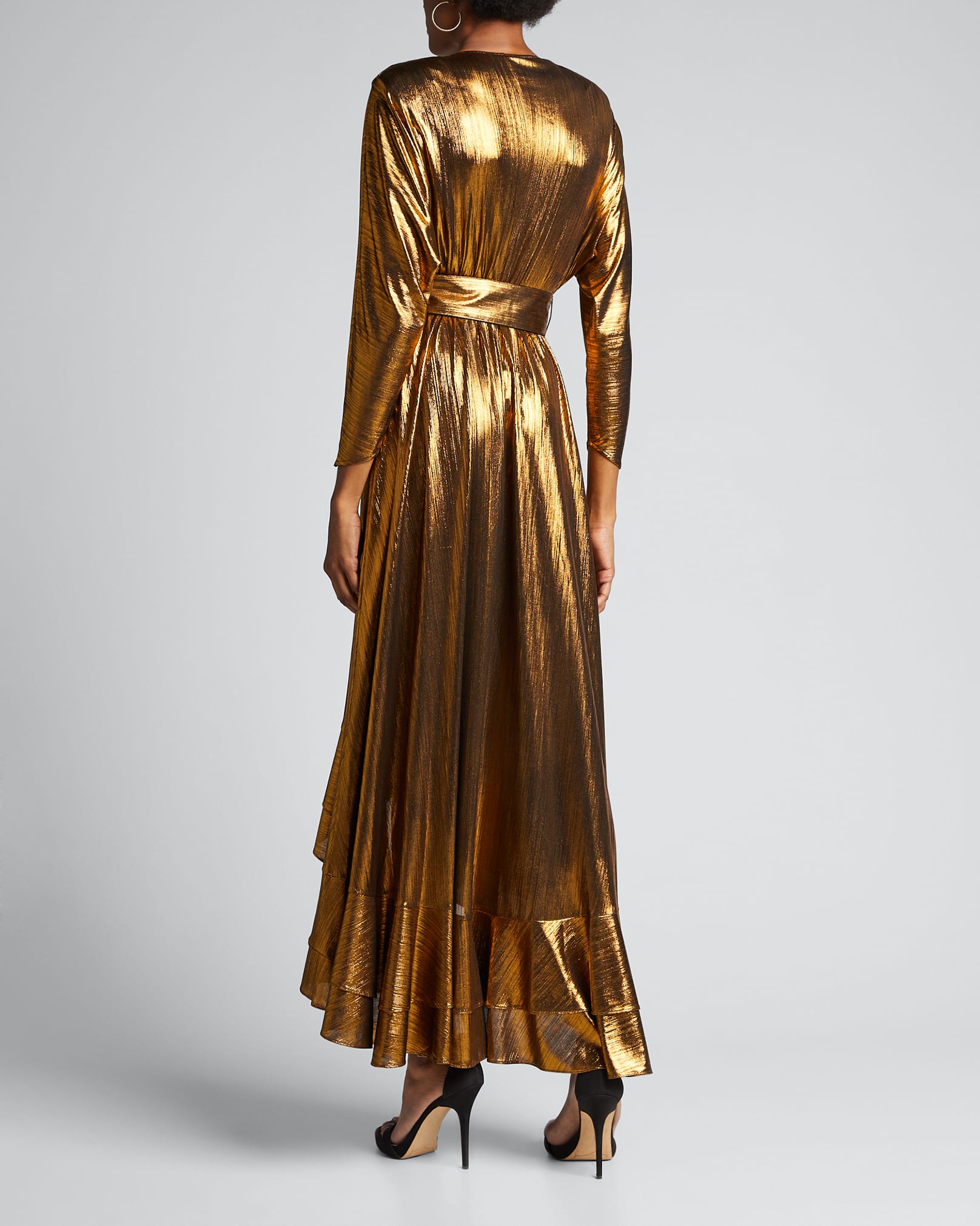 Retrofete Wayne Belted Metallic Cocktail Dress