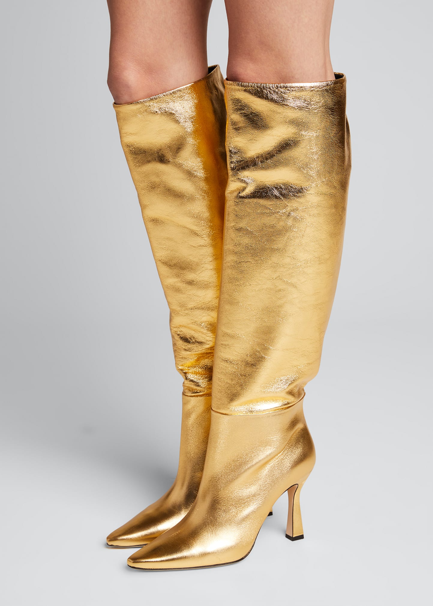Wandler Lina Metallic Leather Tall Boots