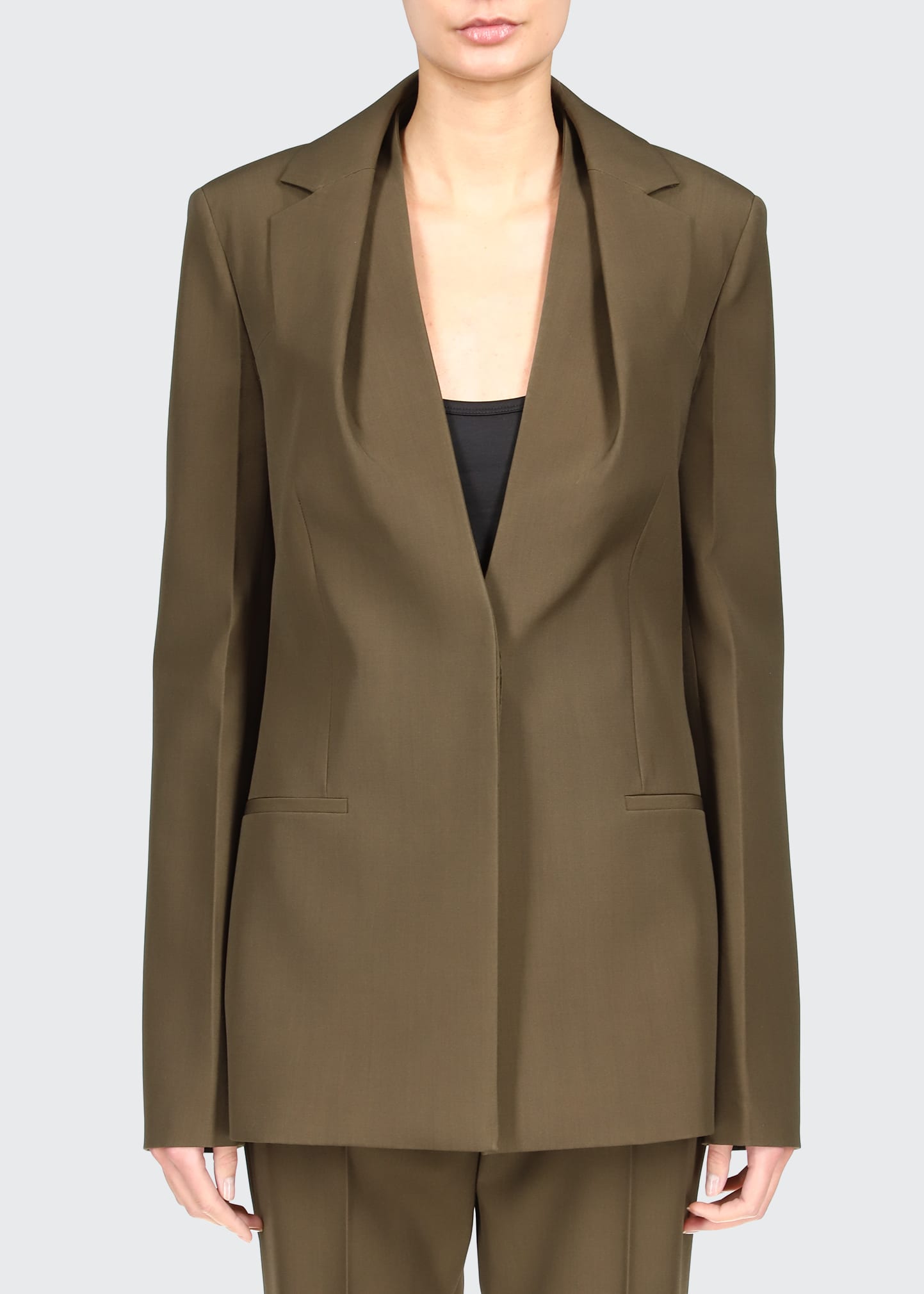 Victoria Beckham Notched-Lapel Two-Button Tailored Wool Jacket - Bergdorf Goodman
