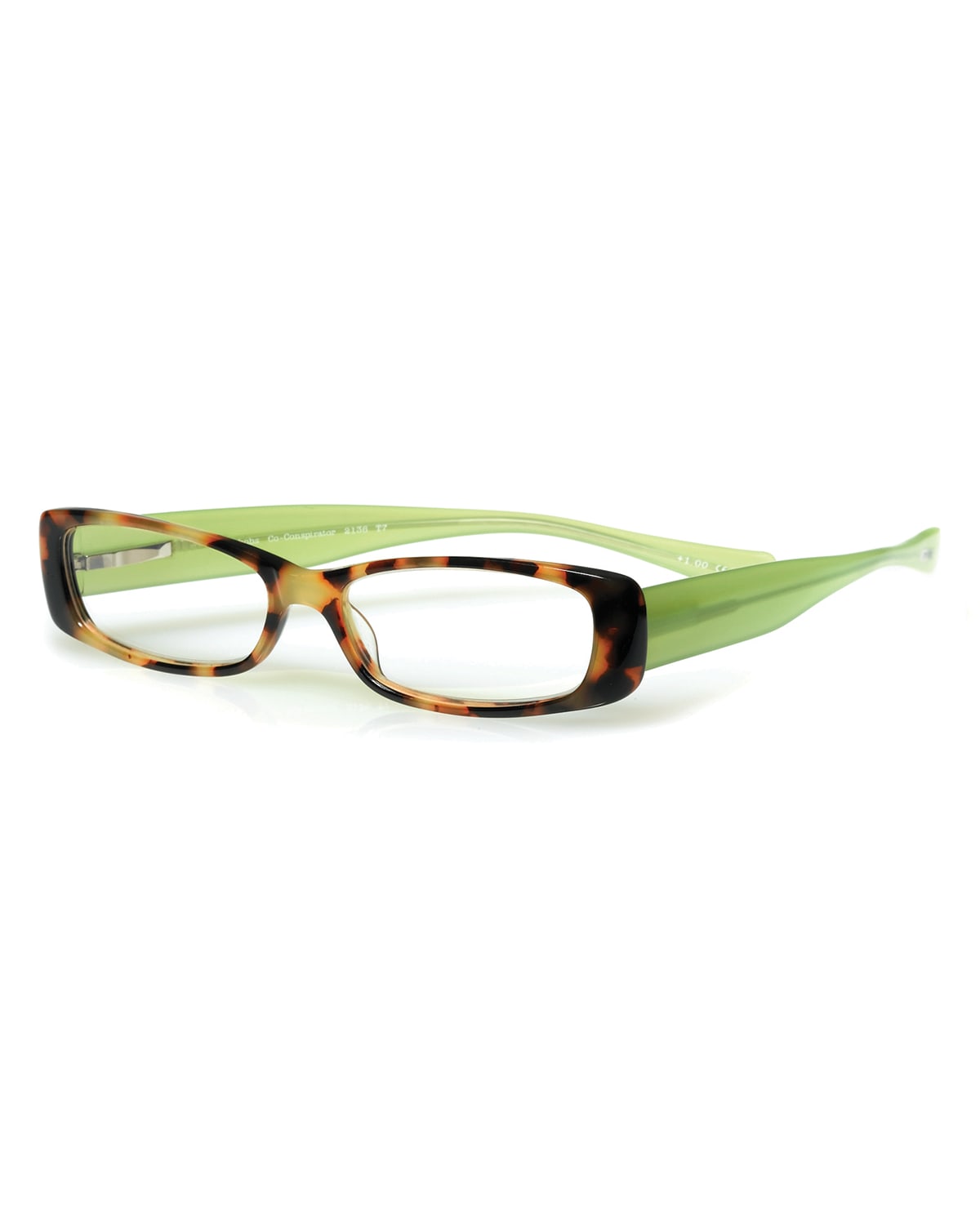 Eyebobs Co-Conspirator Rectangular Two-Tone Readers, Tortoise/Green