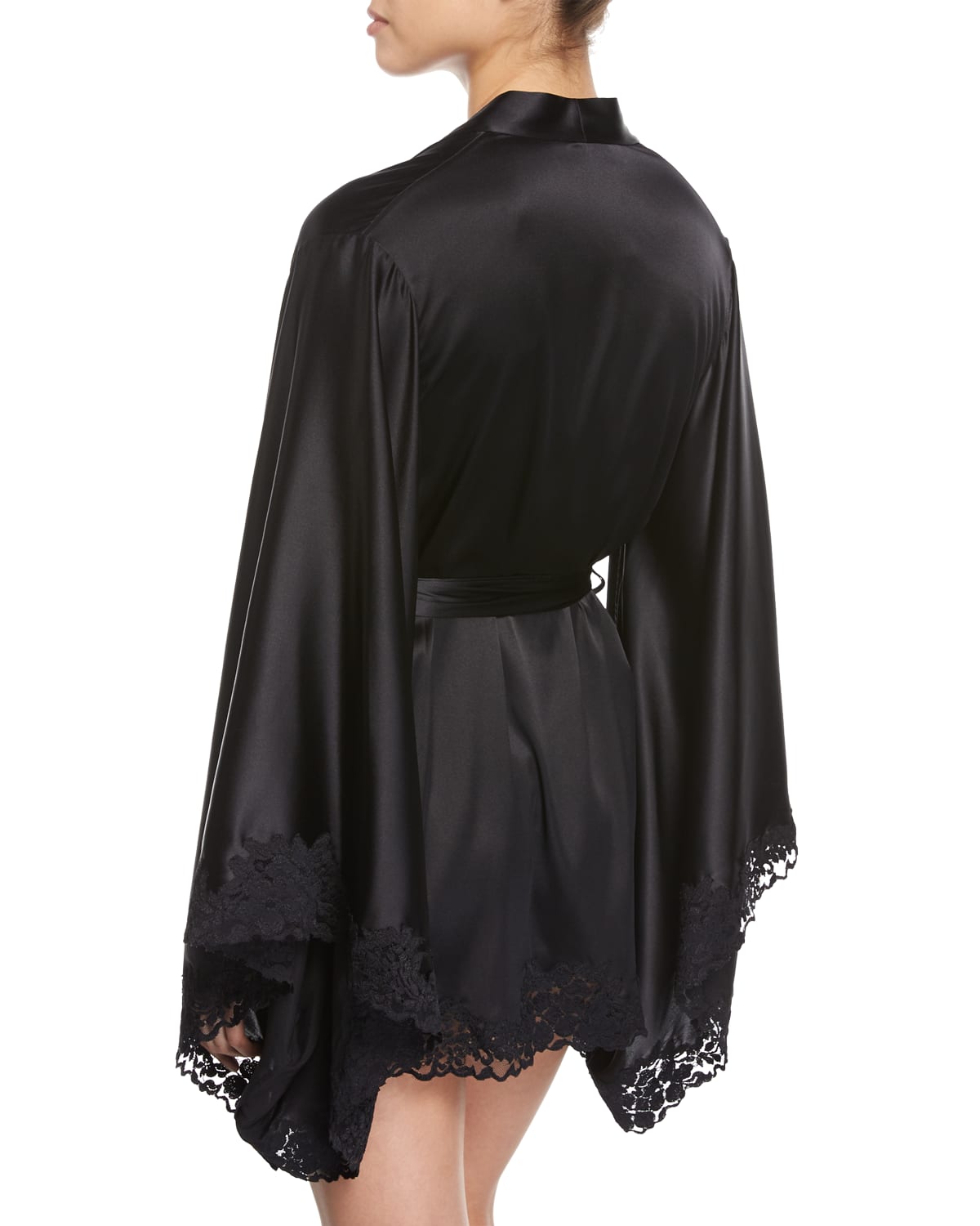La Perla Azalea Lace-Trimmed Short Kimono Robe