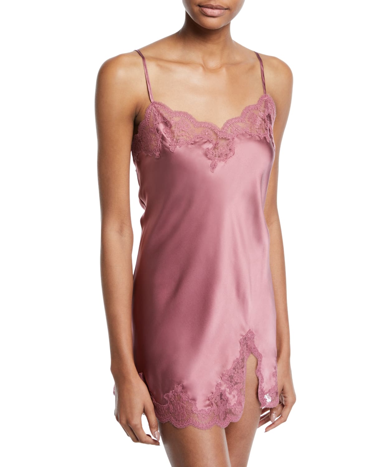 Vivis Karin Lace-Trim Silk Chemise