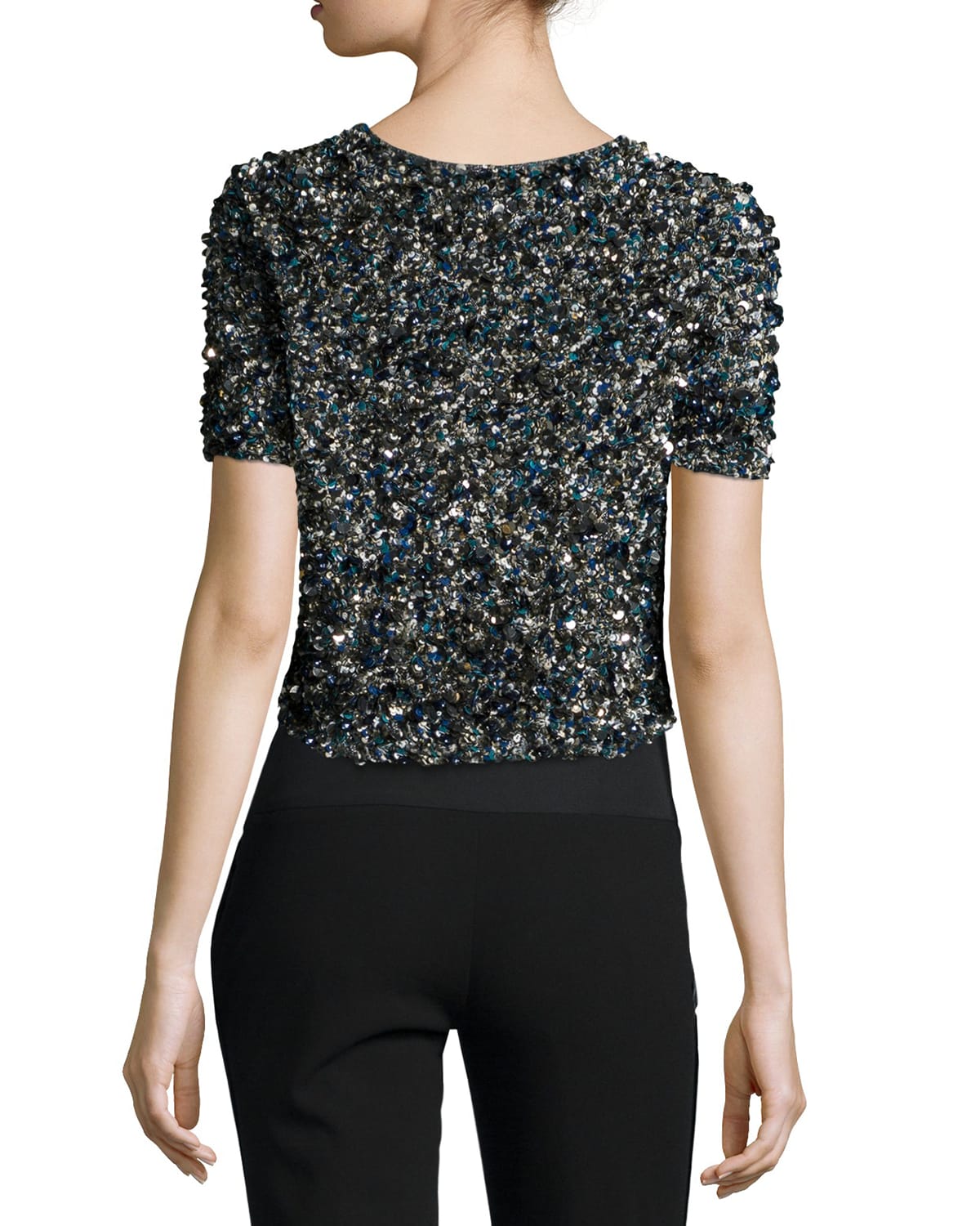 Haute Hippie Mosaic Sequin-Embellished Crop Top