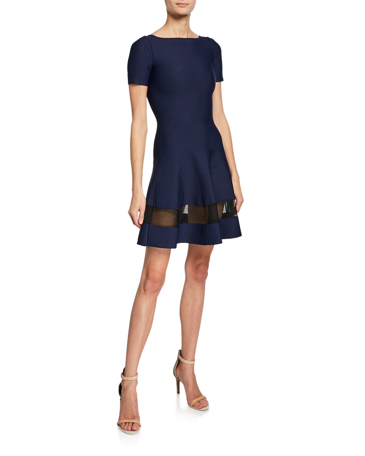 ALAIA Sheer-Panel Fit-&-Flare Dress