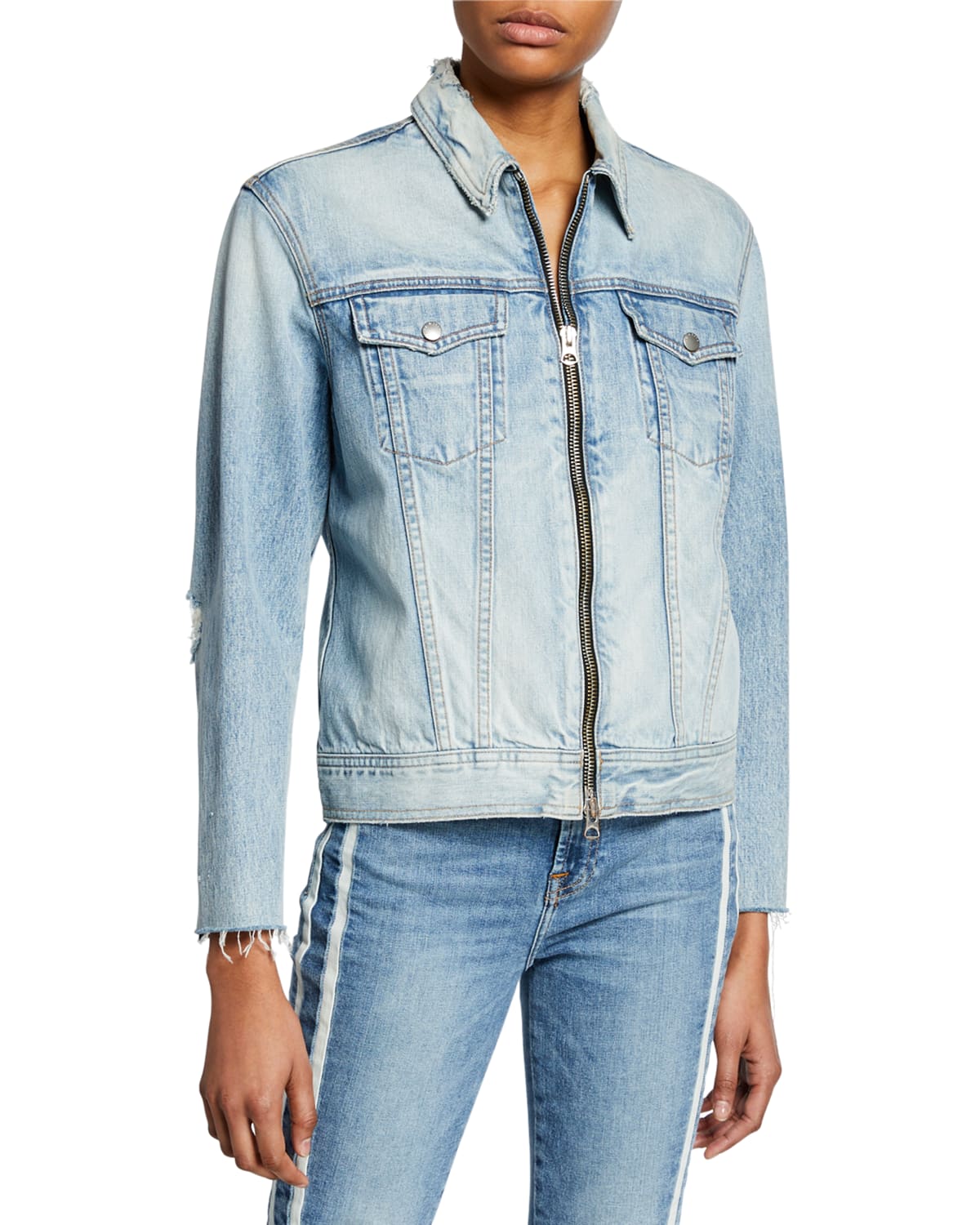 Rag & Bone Oversized Zip-Front Denim Jacket