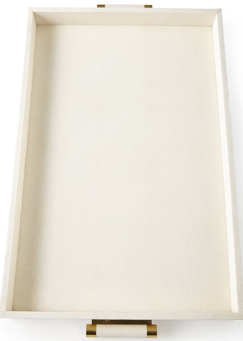 AERIN Cream Faux-Shagreen Butler Tray - Bergdorf Goodman