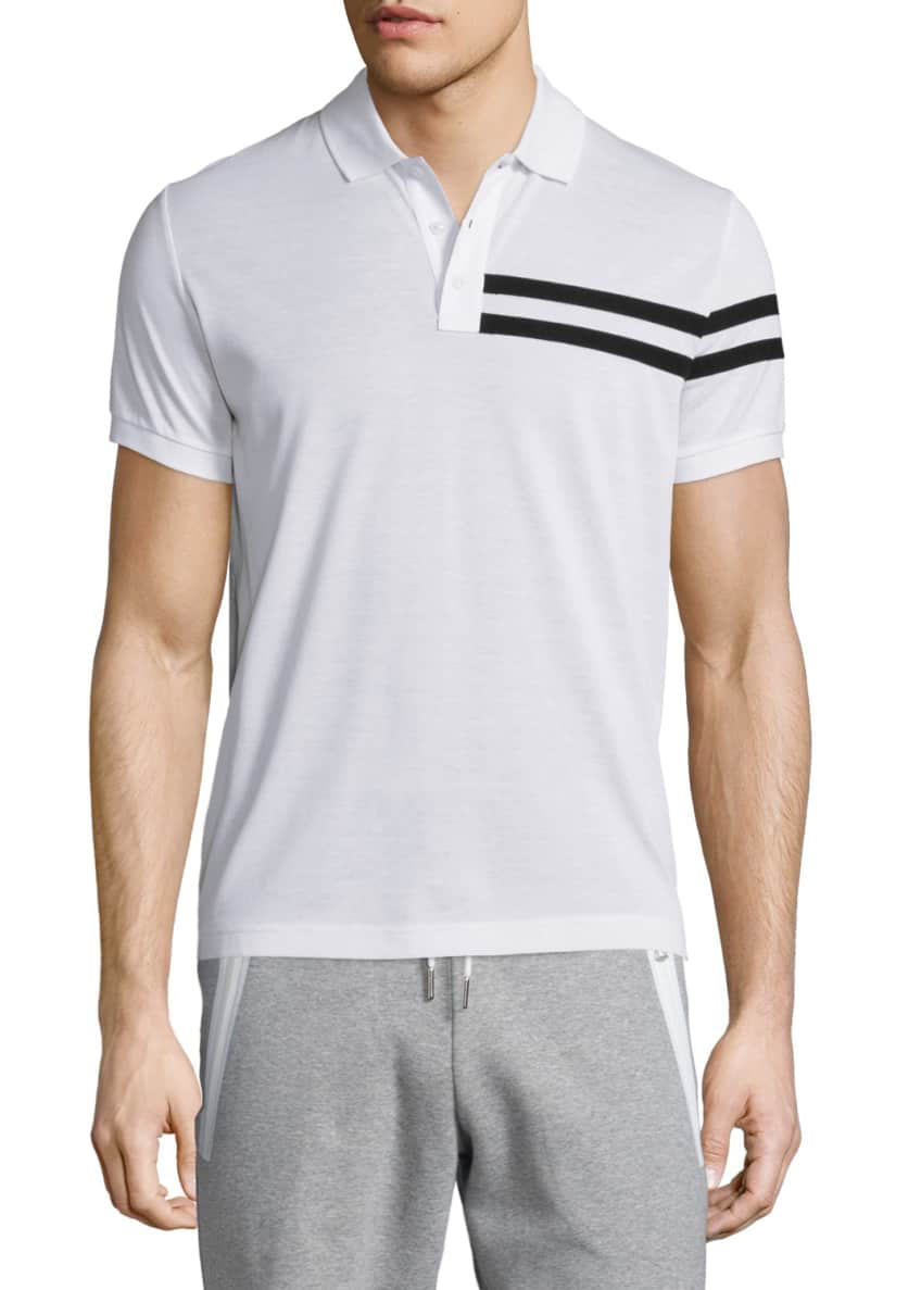 Moncler Side-Stripe Short-Sleeve Polo Shirt & Zip-Pocket Knit Sweat ...